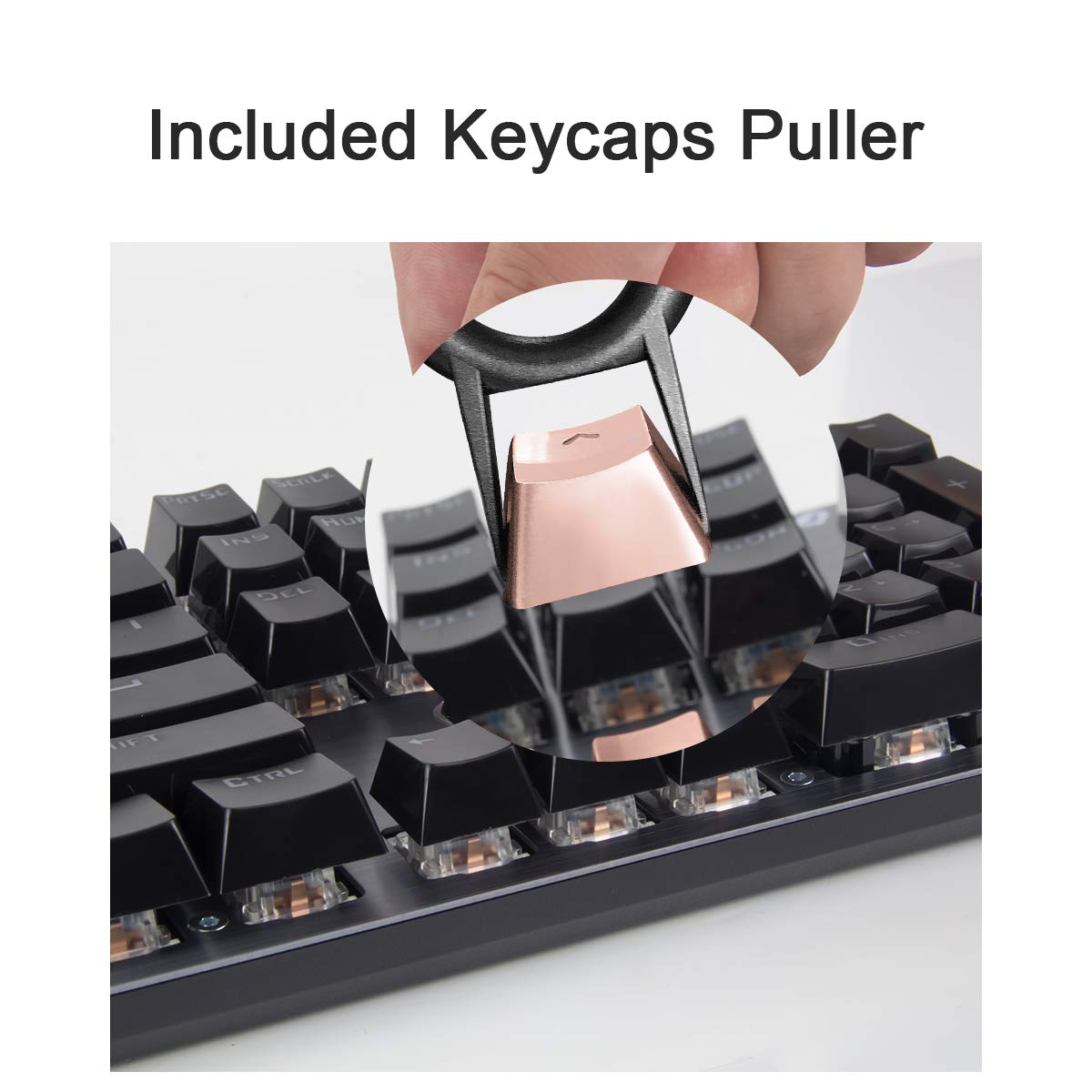 Fitlink FPS & MOBA Gaming Keycaps, Stainless Steel Metal Keycaps with Key Puller for Mechanical Keyboard Cherry Mx Switch 9 (WASD,Rose Gold)