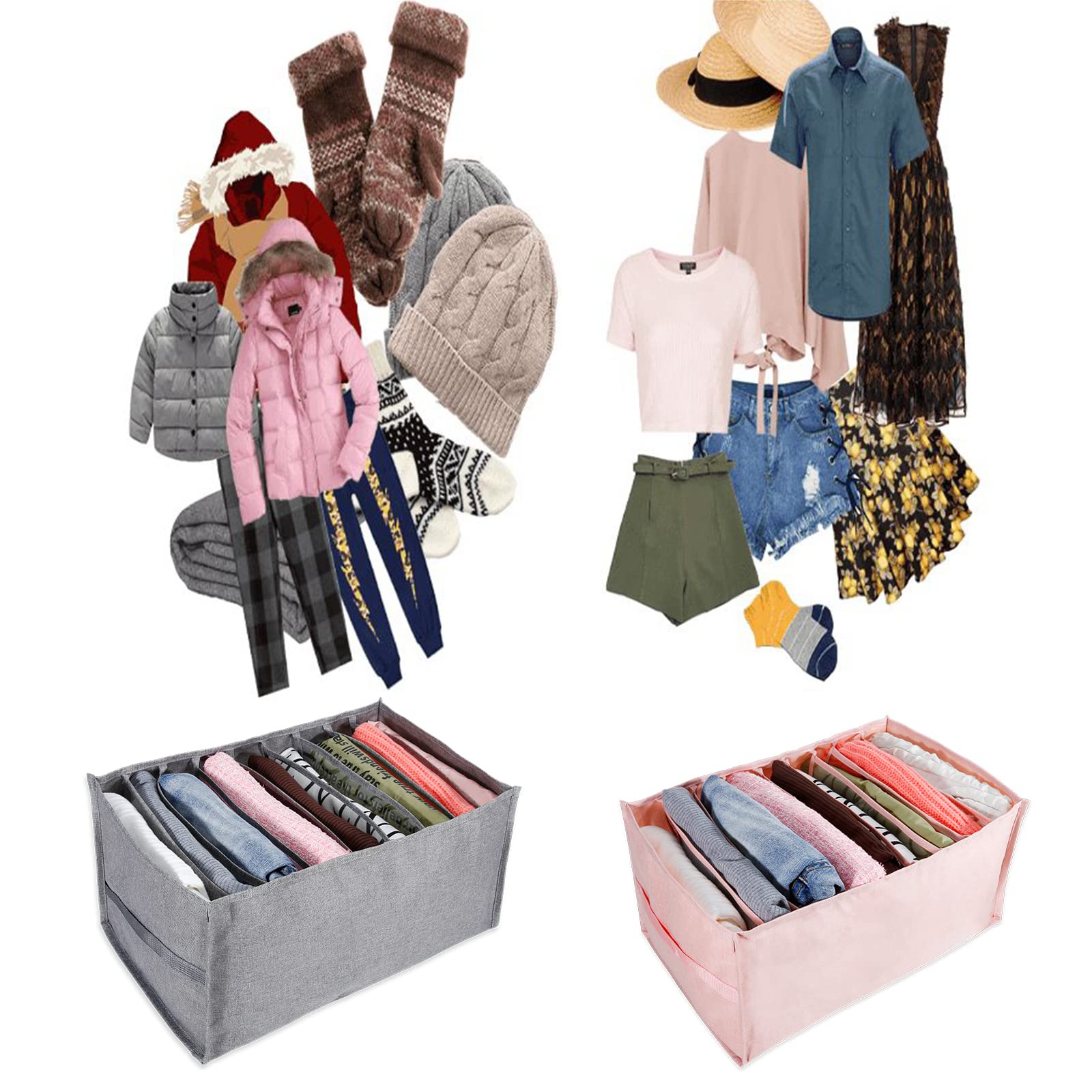 DOB SECHS Large 9 Grids Wardrobe Clothes Organizer, Upgraded Organizer for Folded Clothes, for Jeans, Underwear, Tight pants, Scarves, Sweater, T-Shirts, Dresses(Grey)