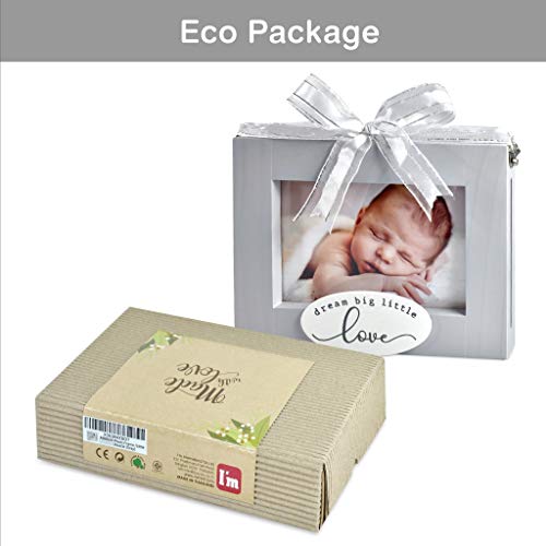 I’m Solid Wood Sonogram Pregnancy Baby Ultrasound 2 Sided Photo Frame, Great for Expecting New Parents Keepsake & Nursery Décor “Little Miracle/Dream Big Little Love" (Gray)