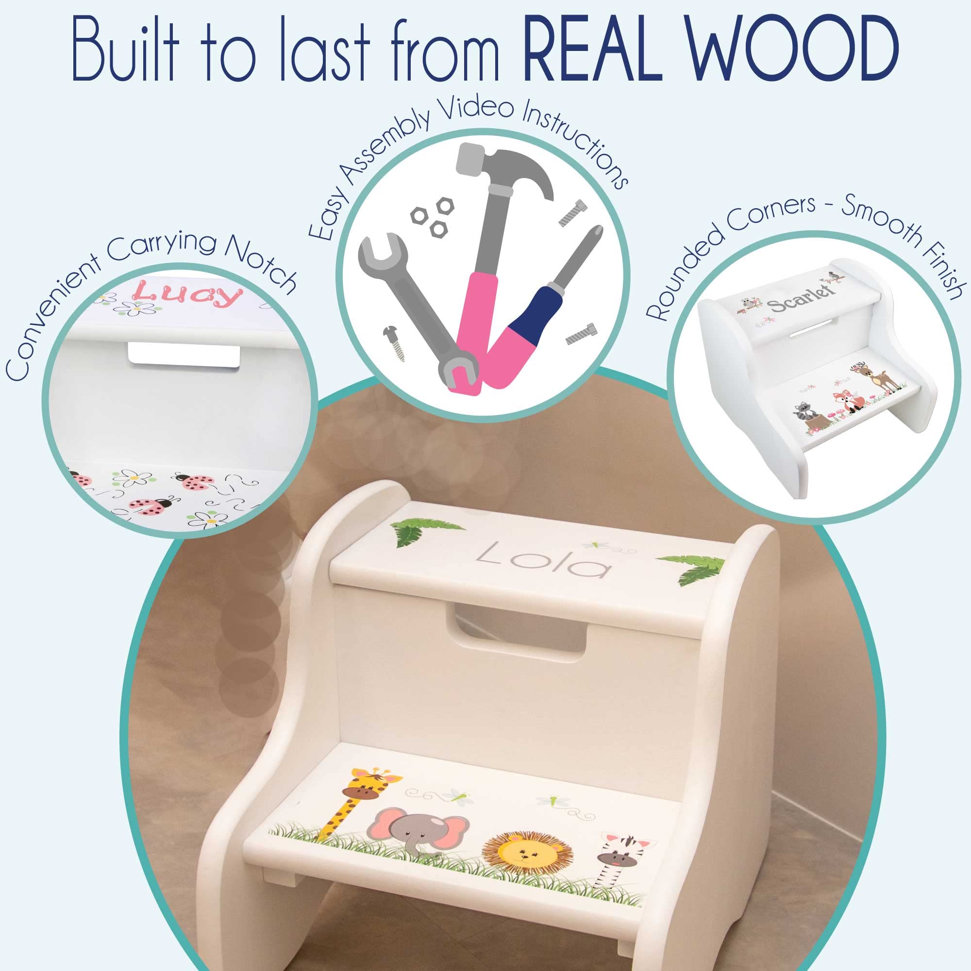Personalized Boys Airplane White Step Stool