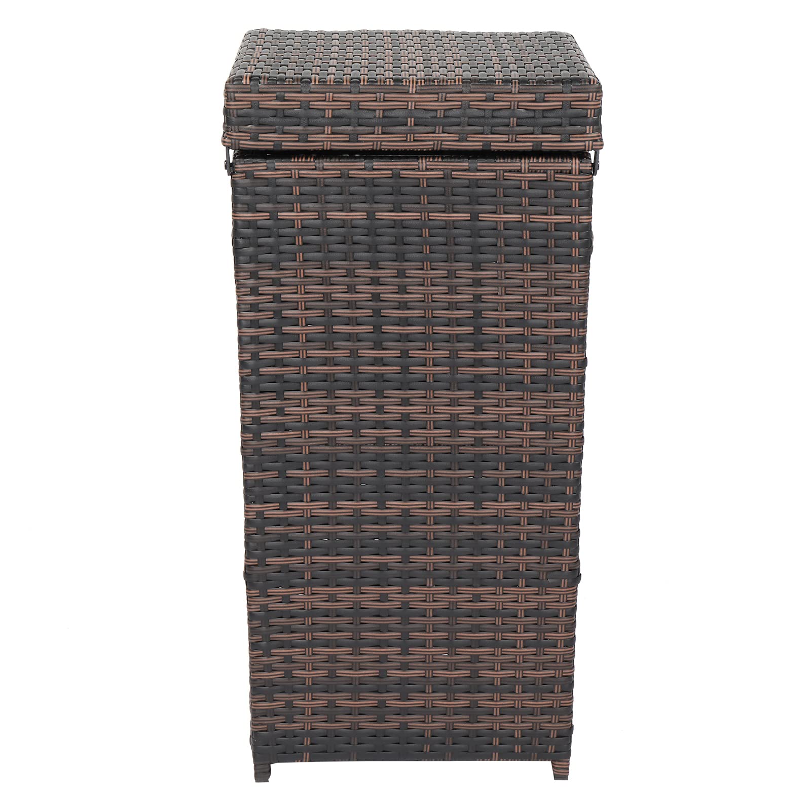 Lalurten Garbage Can Outdoor 24 Gallon Outdoor Trash Can with Lid Outdoor Dog Poop Trash Can Resin Rattan Wicker Trash Can Weather-Resistant Outdoor Garbage Can for Patio Backyard Kitchen (Brown)