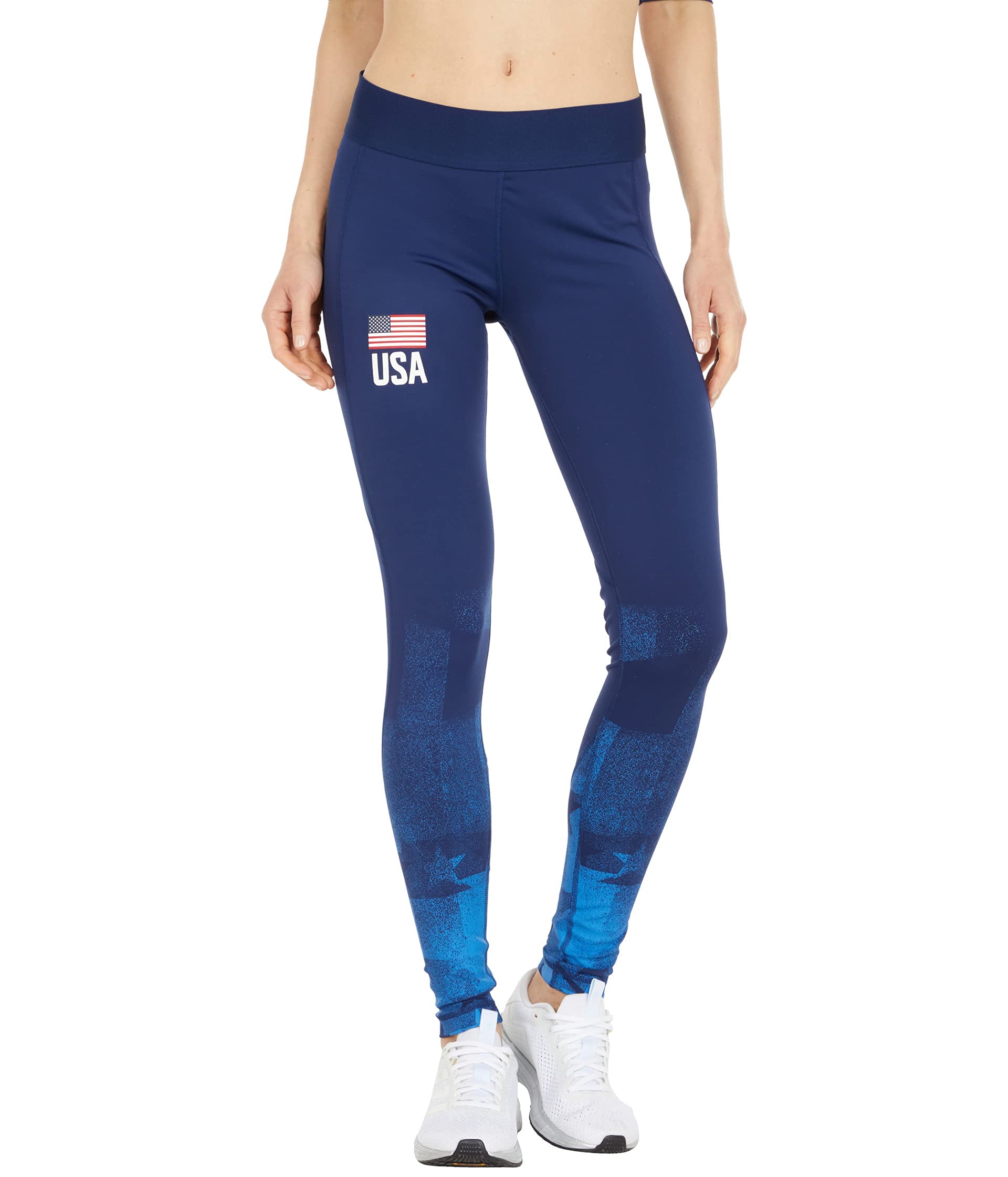 adidas Women's USA Volleyball Performance Long Tights Team Navy Blue/Blue/White XL/Tall