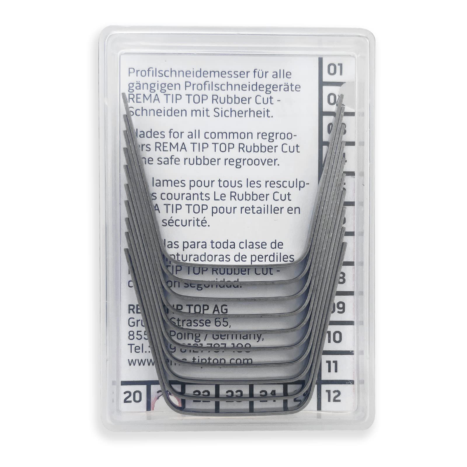 Rema Tip Top 10 W-6 Tire Regroover Angle Edge Blades, 22-28mm Wide, up to 16mm deep, W Fix 6
