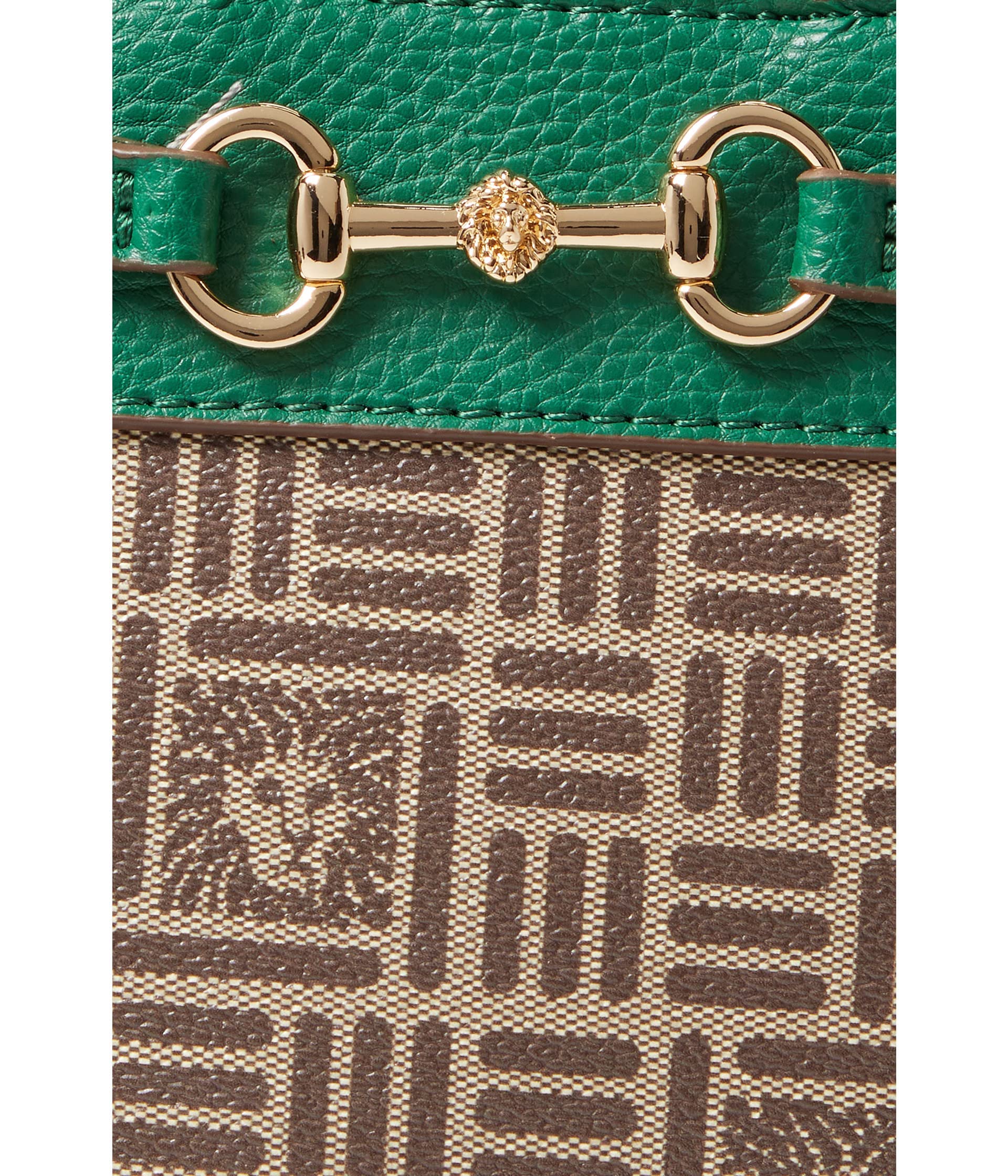 Anne Klein Mini n/s Horsebit Crossbody, Cream-Brown/Ivy Green