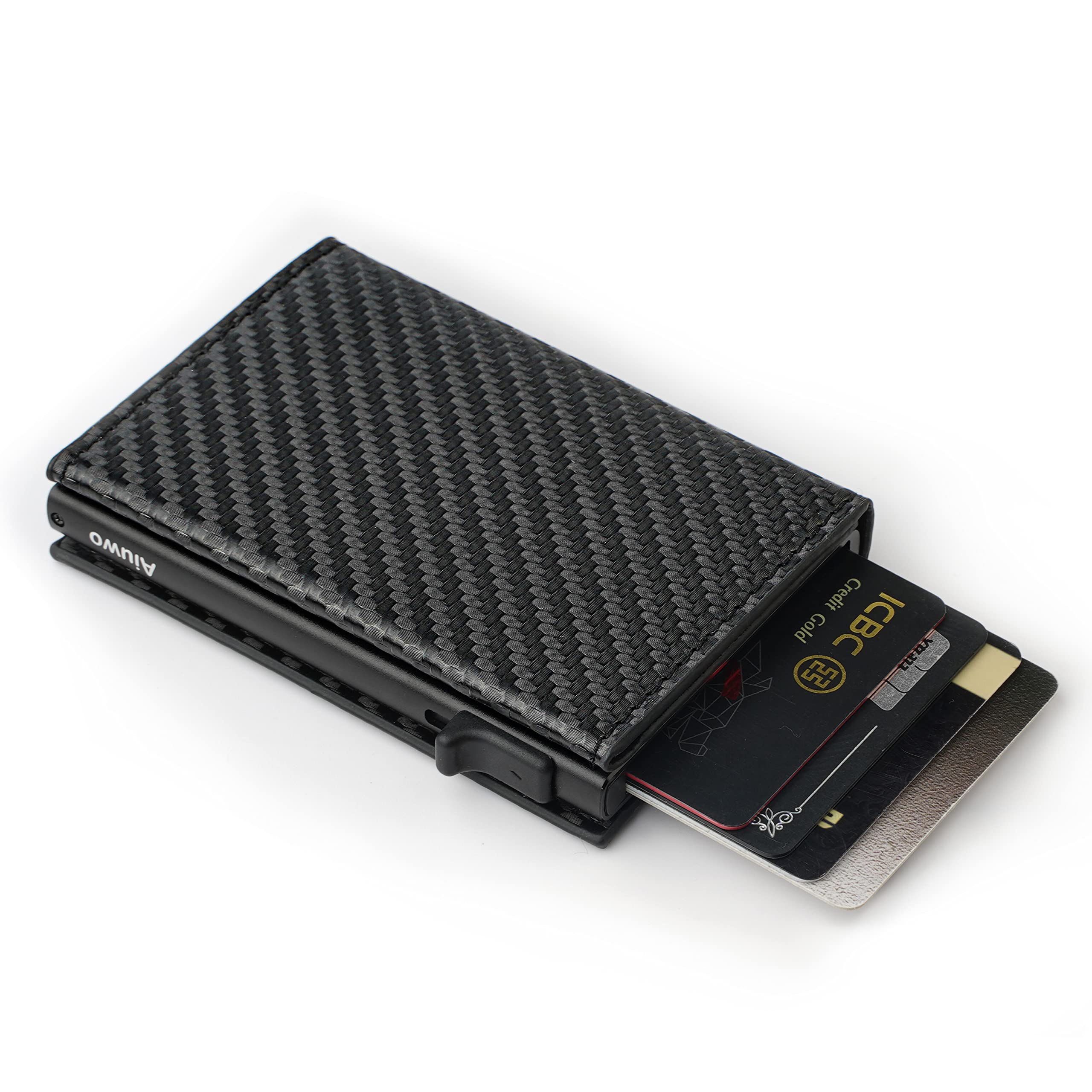 Aiuwo Mens Slim wallet with Money Clip Blocking Credit Card holder wallet for Men with Gift Box (Carbon Leather)