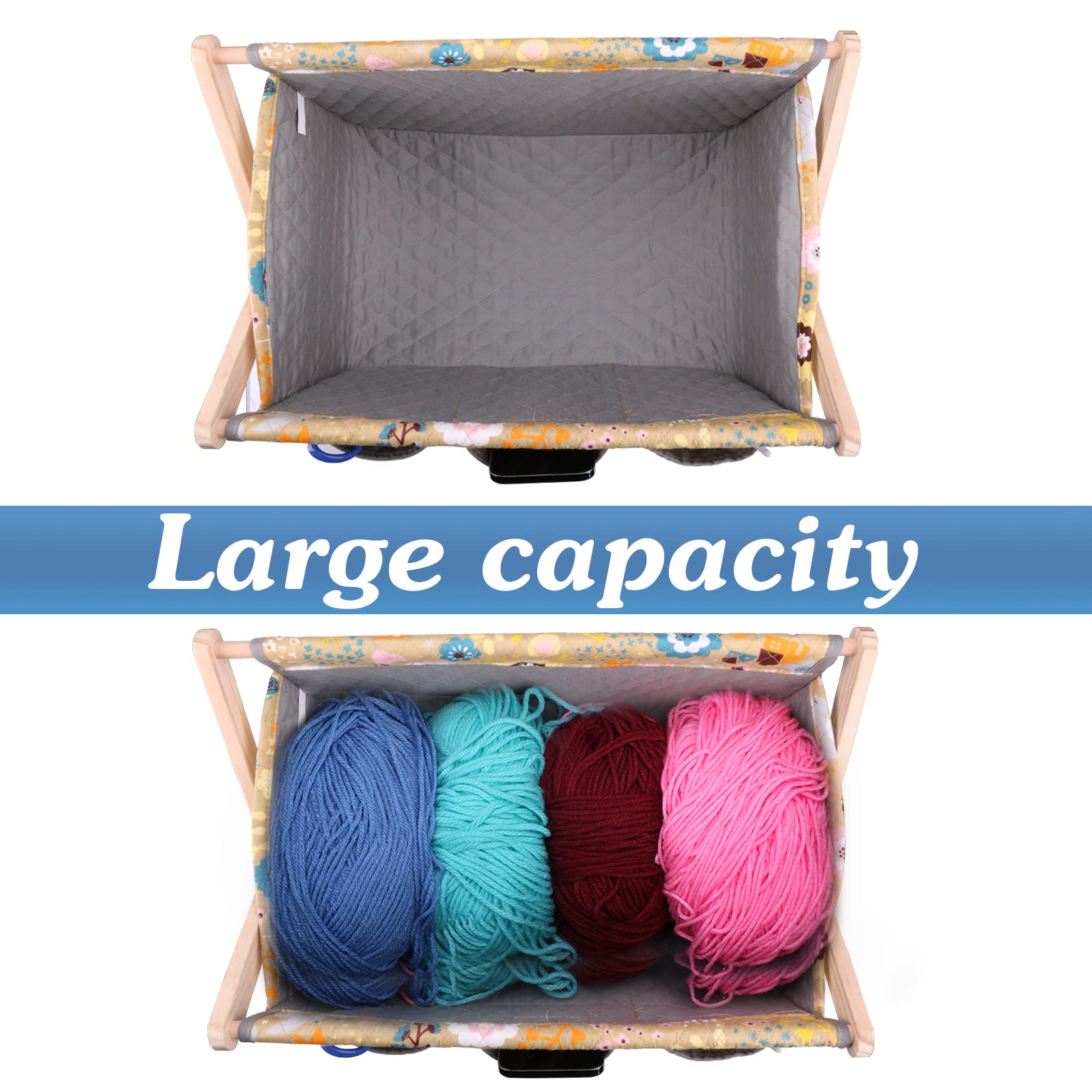 Hanfetch Yarn Caddy Large Size Yarn Storage Organizer for Yarn Skeins-Organizer for Crochet Hooks Knitting Needles Other Accessories (Flower- Yellow Easy Assembly)