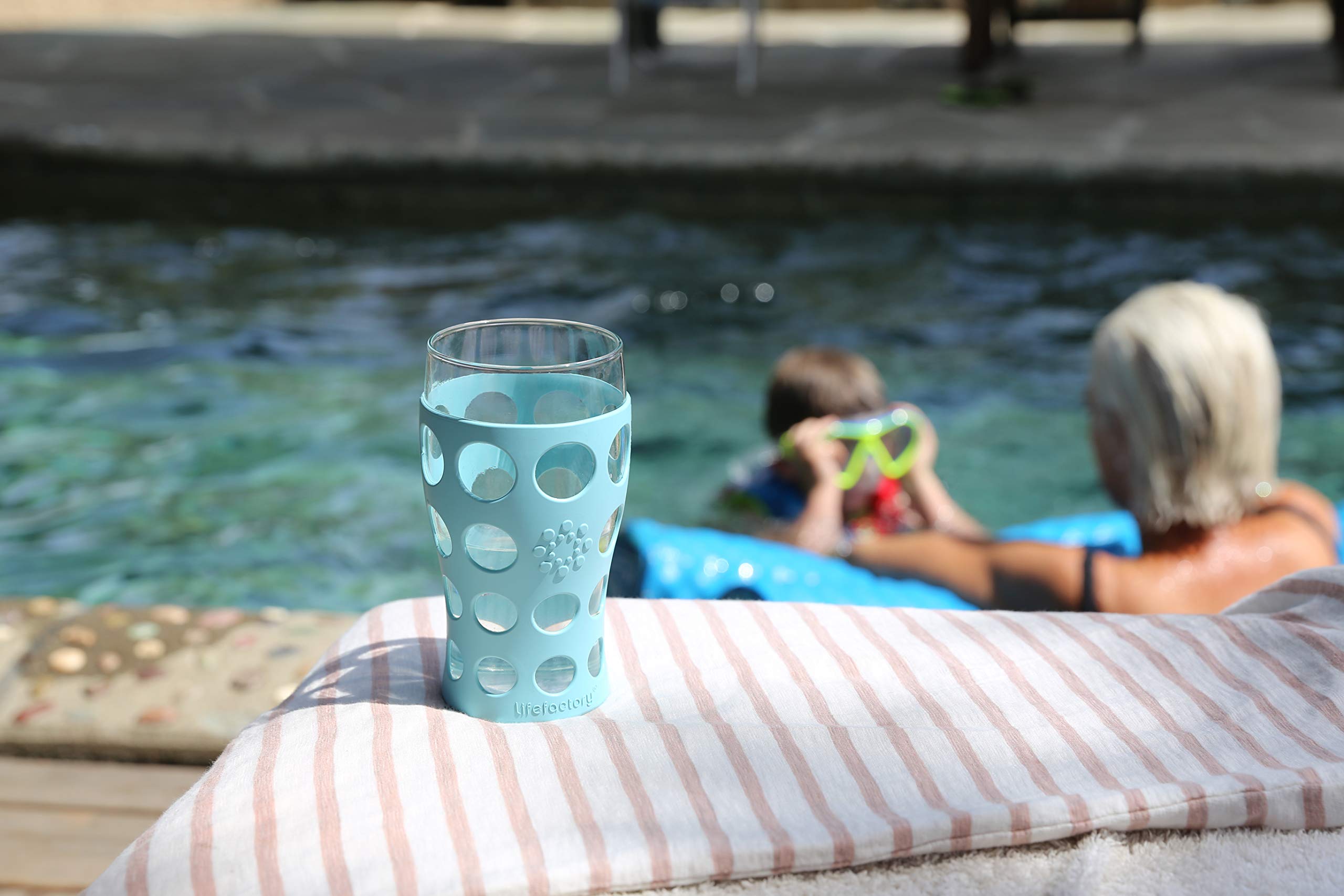 Lifefactory 20-Ounce BPA-Free Indoor/Outdoor Protective Silicone Sleeve Beverage Glass, 2-Pack, Dusty Purple