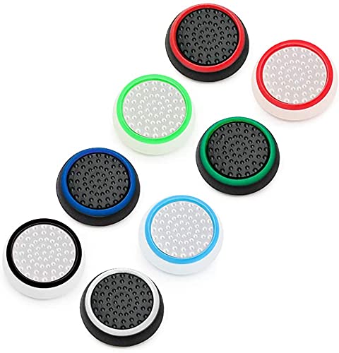 8pcs Replacement Thumb Grips Caps Cover Silicone Analog Joystick Thumb Stick Cap Compatible with PS4 PS3 PS2 Xbox 360 Xbox One Controllers