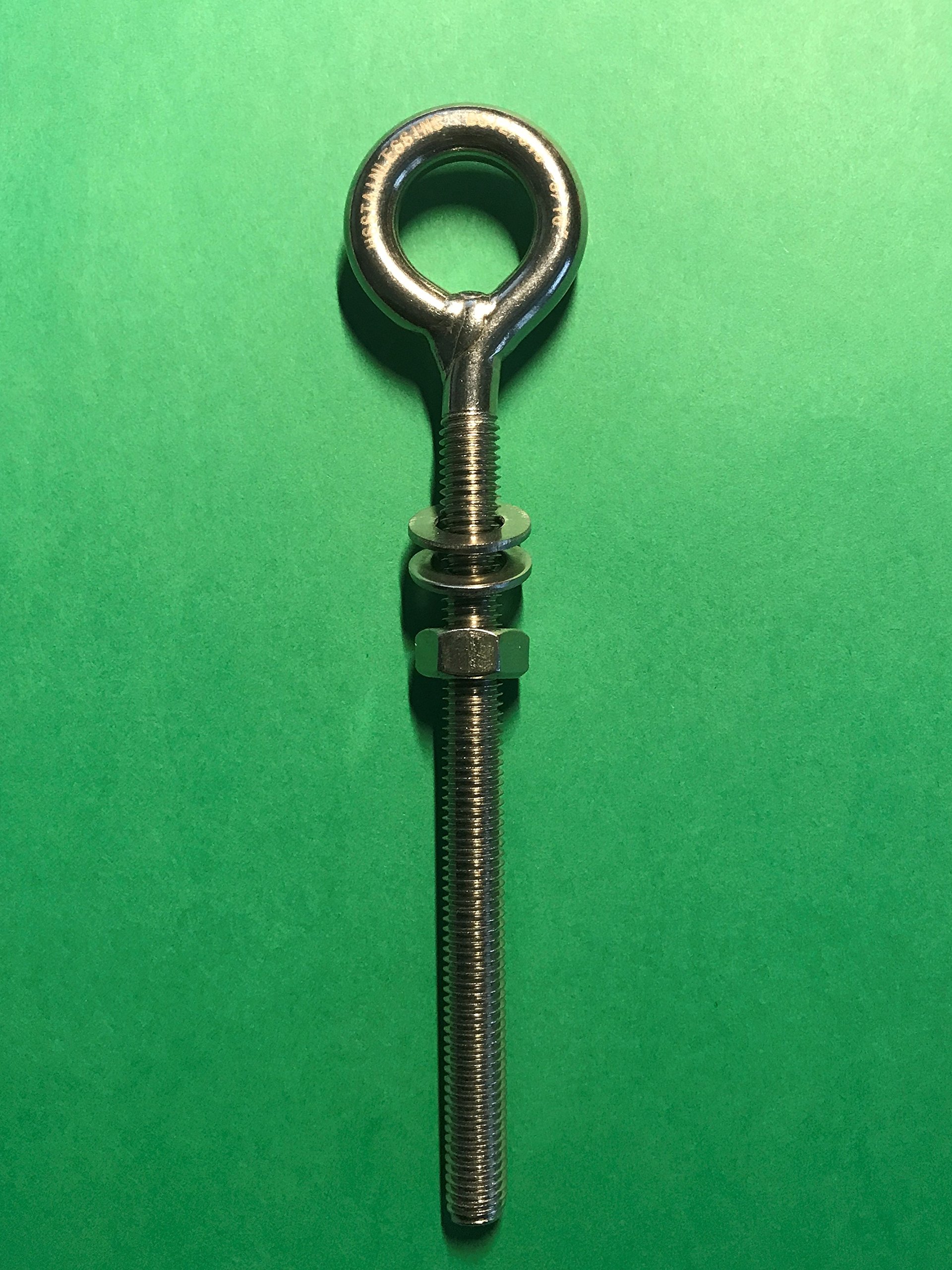 US Stainless 2 Pieces Stainless Steel 316 M8 Eye Bolt 8mm x 100mm Marine Grade Pitch of 1.25