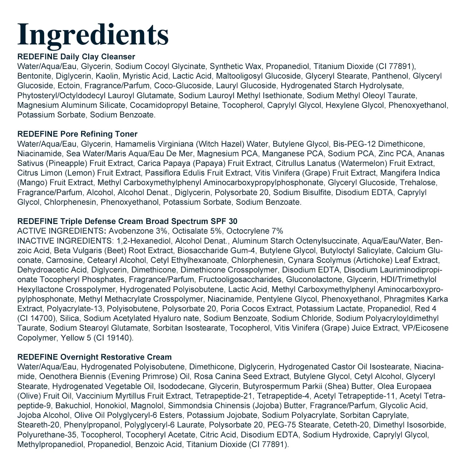 Rodan + Fields Redefine Regimen | Skincare Kit Includes Clay Cleanser, Toner, Triple Defense Cream, & Overnight Cream | Skin Care Gift Set for Women