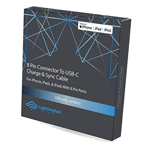 Lightningfast + Compatible with iPhone + Lightning to USBC Cable + Officially Apple MFi Certified + White 3ft