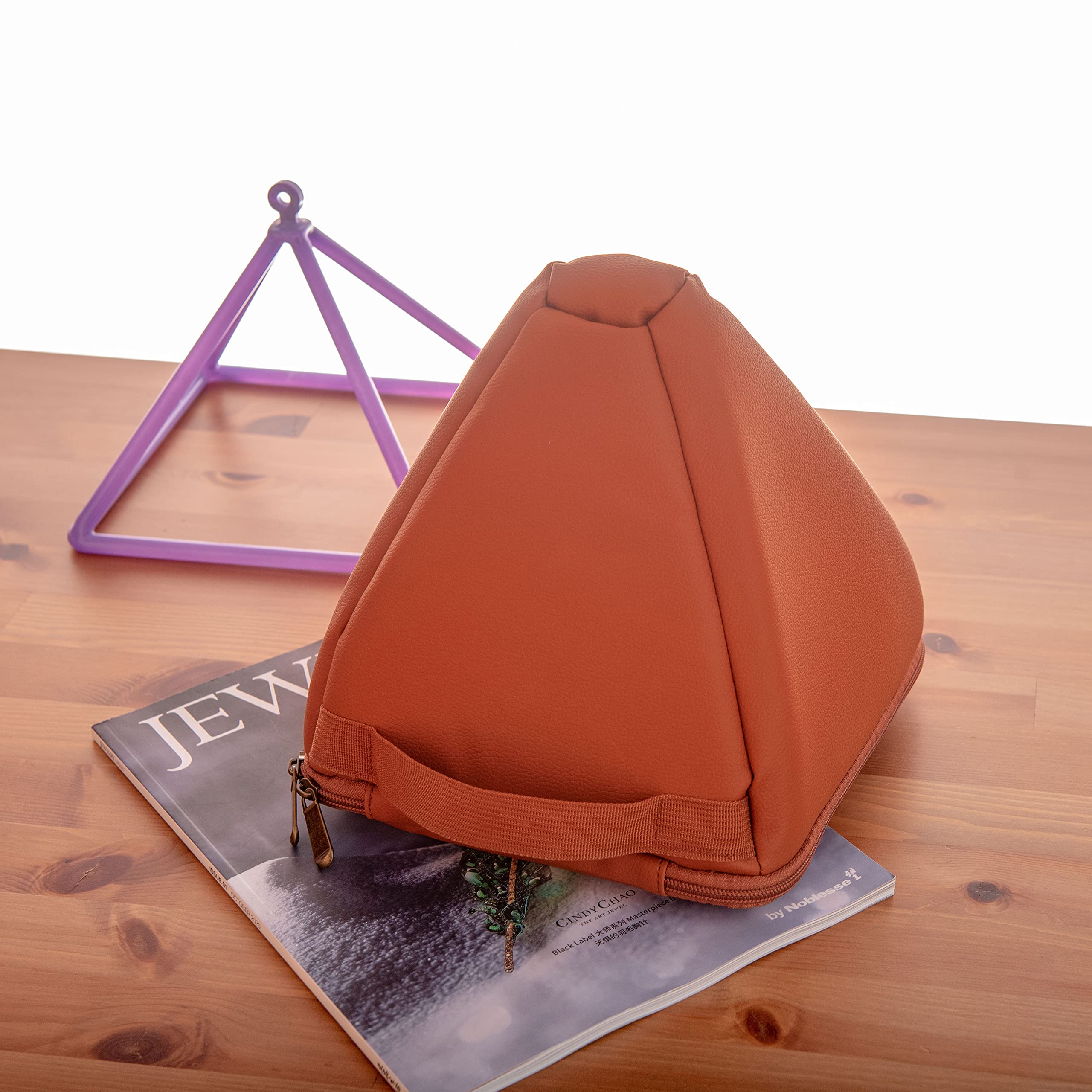 TOPFUND Artificial Leather Carrying Case for Packing Crystal Singing Pyramid 6 inch