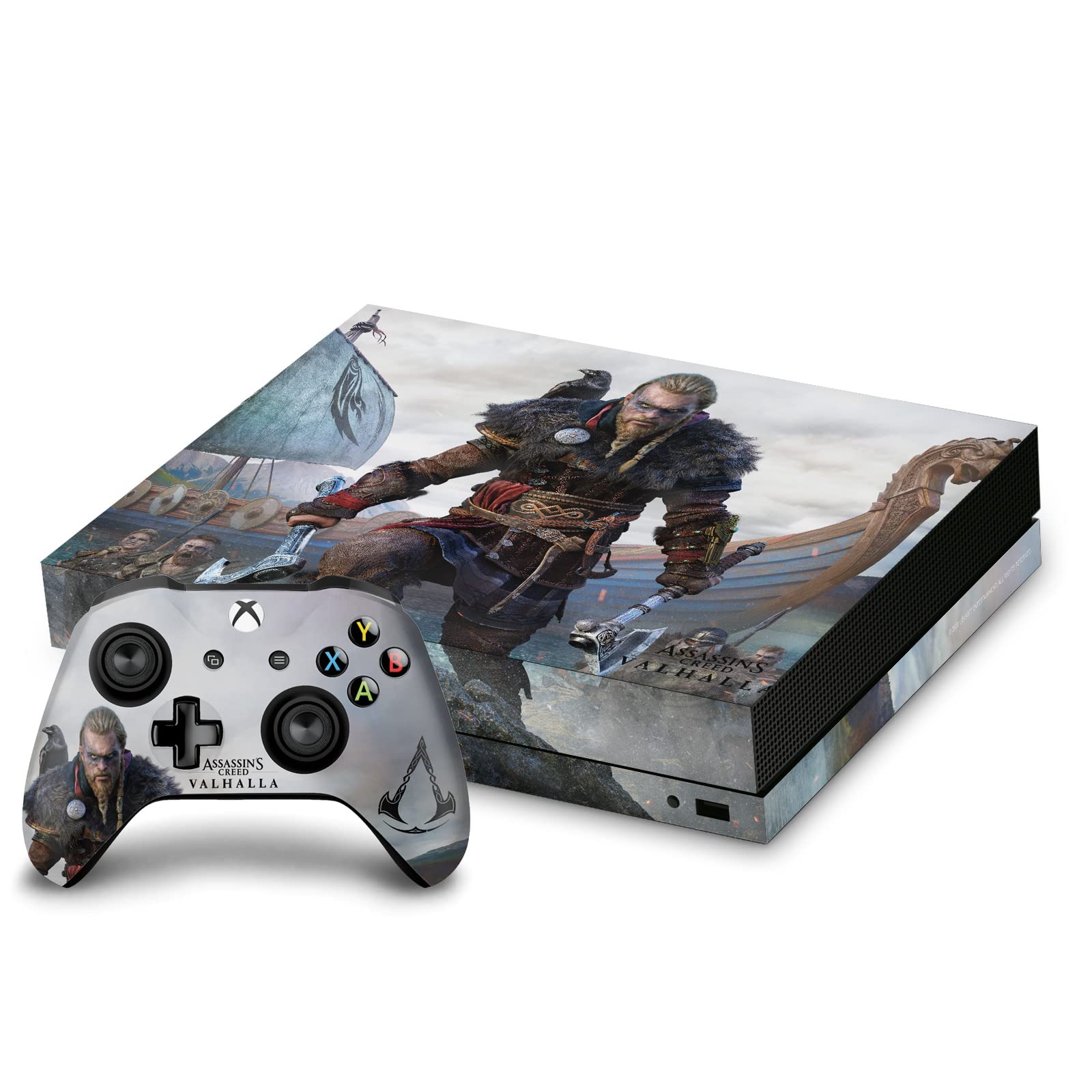 Head Case Designs Officially Licensed Assassin's Creed Male Eivor 2 Valhalla Key Art Matte Vinyl Sticker Gaming Skin Decal Cover Compatible With Xbox One X Console and Controller Bundle