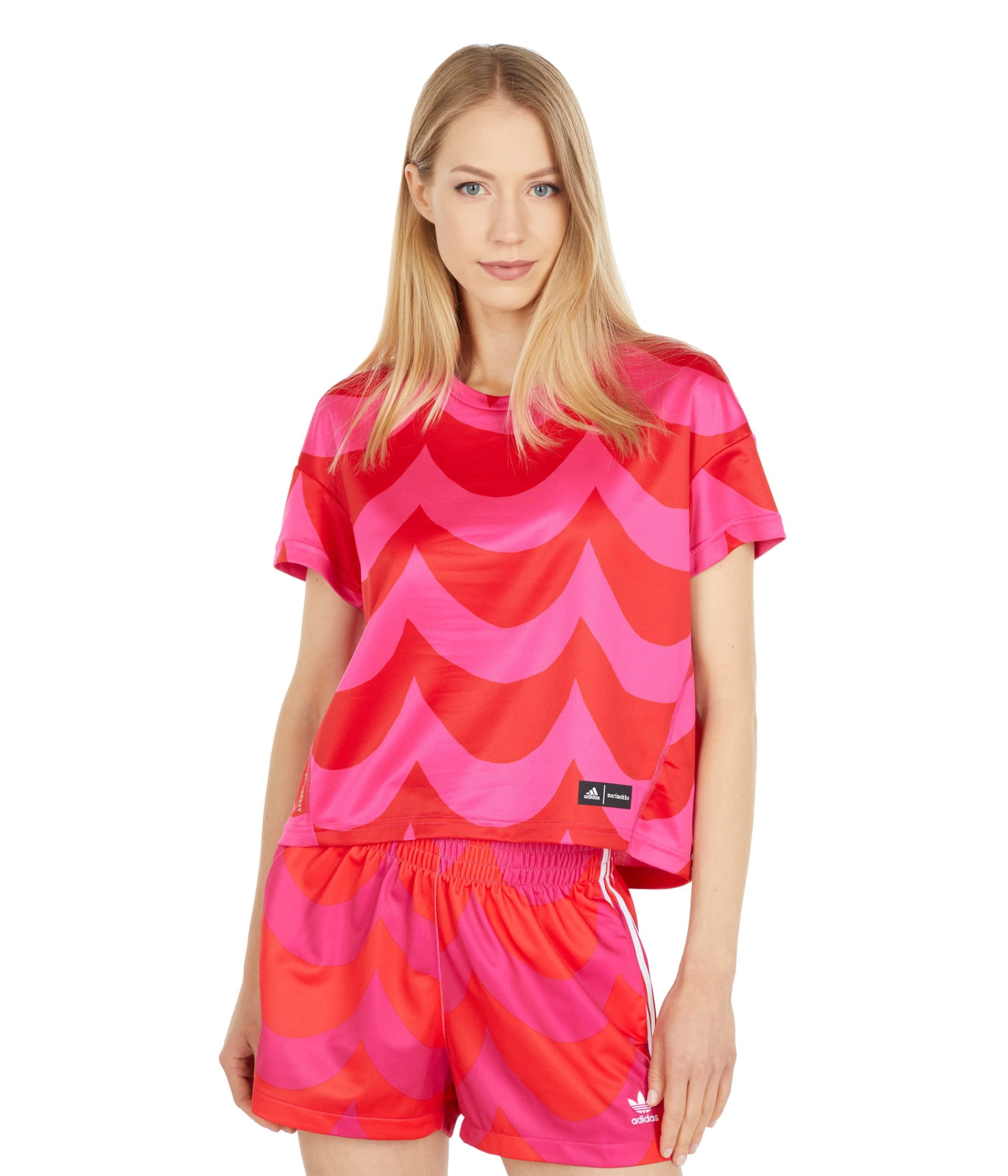 adidas Women's X Marimekko Fast Tee, Vivid Red, Large