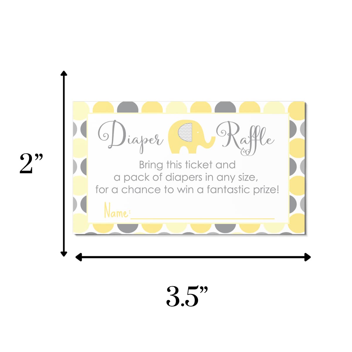Paper Clever Party Yellow Elephant Diaper Raffle Tickets, Baby Shower Game Drawings, Invitation Insert Cards, 25 Guests Pack