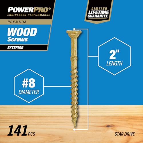 Power Pro Premium Exterior Wood Screws (#8 x 2") - 1lb Box