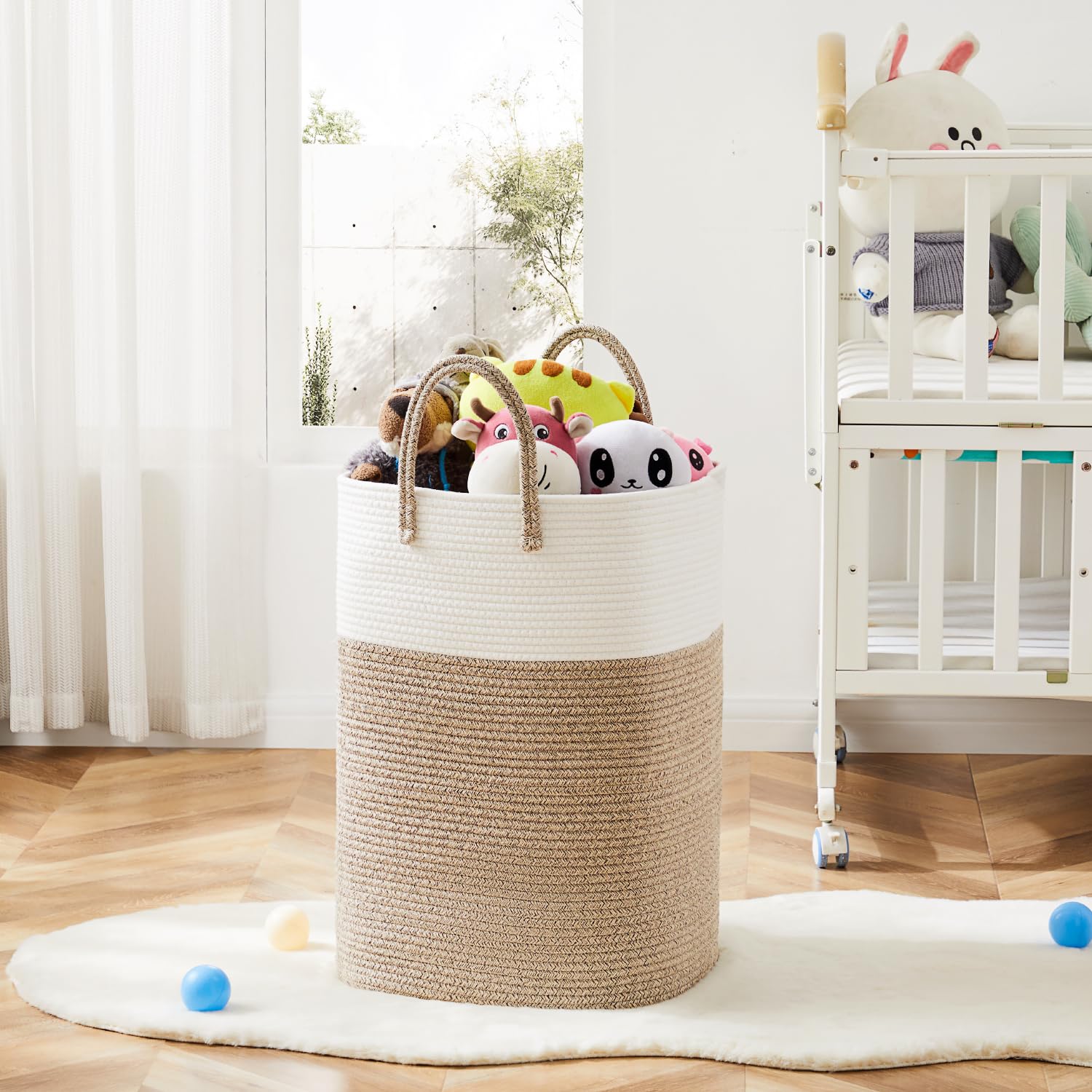 Artfeel Laundry Basket,Woven Cotton Rope Laundry Hamper,60L Versatile Storage for Dirty Clothes,Baby Toys,and Blankets in Bathroom, Nursery,and Living Room