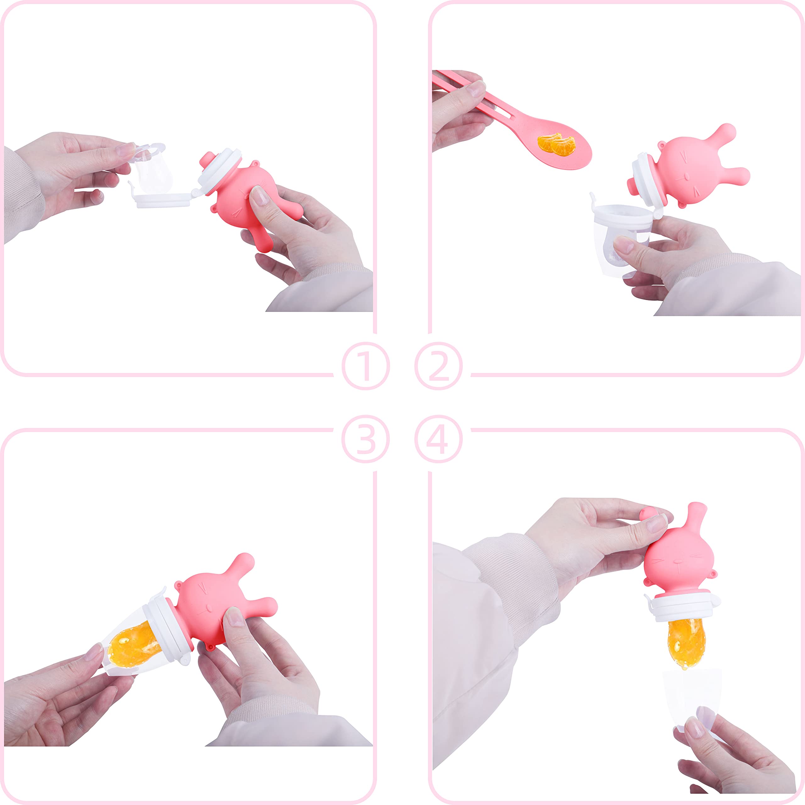 Baby Fruit Feeder Silicone Food Pacifier | Infant Teething Relief Toy Teether | Milk Frozen Mesh Feeders | Safely Self Feeding Teethers for Babies 0-6-12-18 Months Boys and Girls,Peachpink