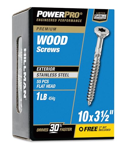 Power Pro Premium 305 Stainless Steel Wood Screws (#10 x 3-1/2") - 1lb Box
