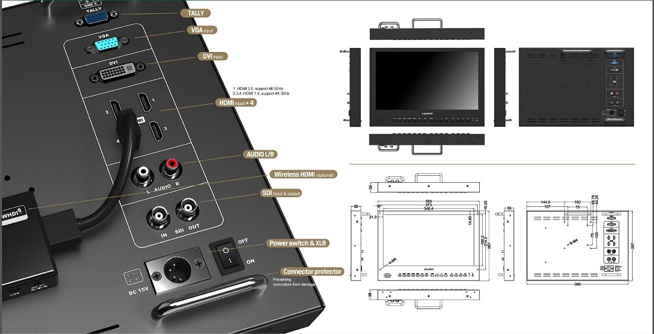 LILLIPUT BM150-4K 15.6" Carry-on 4K Monitor 3840?160 Ultra-HD Resolution, 1000:1 Contrast Ratio, 25ms Response Time