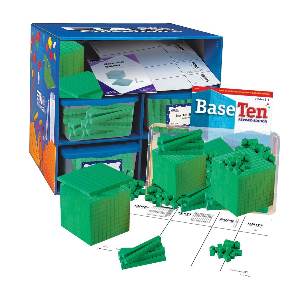 hand2mind Green Foam Base Ten Blocks Complete Set, Place Value Blocks, Counting Cubes for Kids Math, Base Ten Blocks Classroom Set, Math Blocks Kindergarten, Base 10 Math Manipulatives (Set of 644)