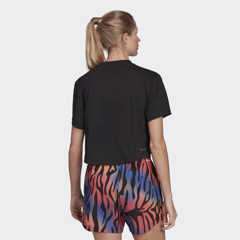 adidas Women's Tiger Printed Tee, Black, Large