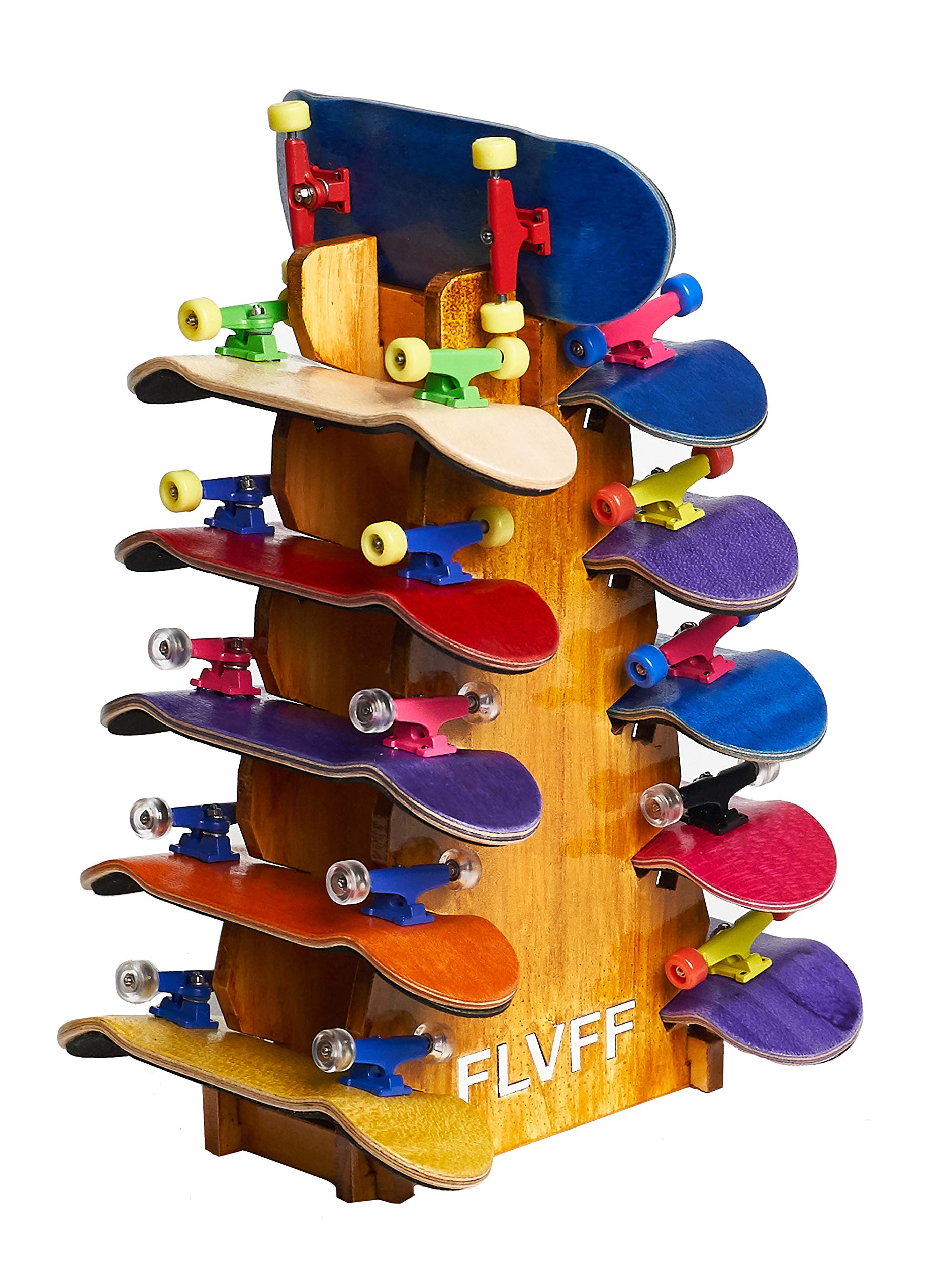 FLVFF Fingerboard Display Rack Storage Organizer Exhibit Finger Skate Rail ramps and Parks (RA1) (Brushed Light Brown)
