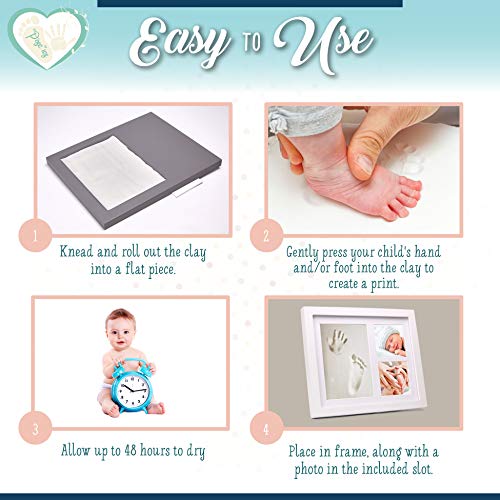 Lime Clay Hand/Footprint Photo Frame for Babies, Kids, and Pets – Includes 9” x 11” Colored Wood Photo Frame, Roller, Mounting Hardware, and Instructions -"Pose"ies