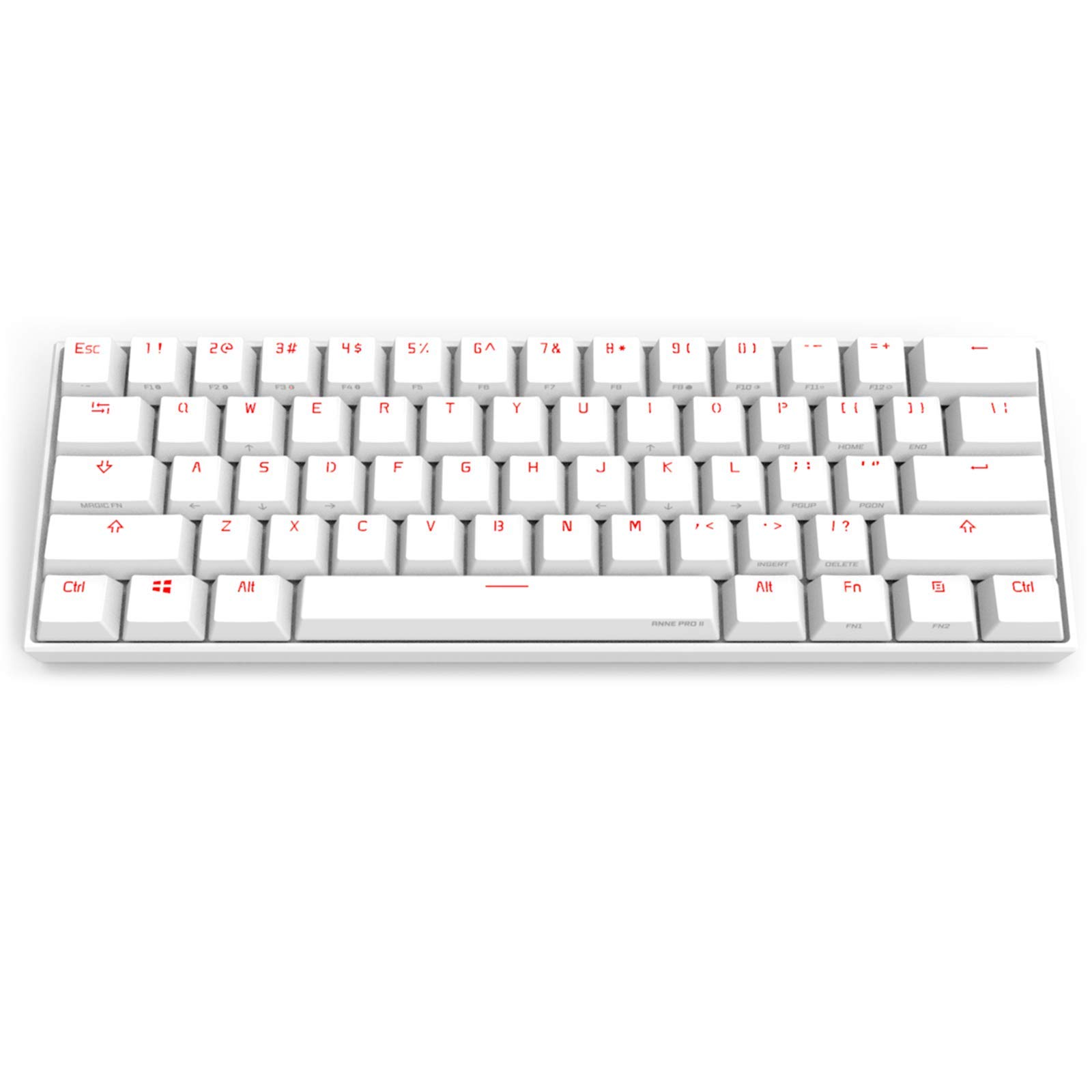 CORN Anne Pro 2 Mechanical Gaming Keyboard 60% True RGB Backlit - Wired/Wireless Bluetooth 5.0 PBT Type-c Up to 8 Hours Extended Battery Life, Full Keys Programmable (Kailh Box White, White)
