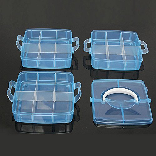 Baost 3-Layer Detachable Portable Clear Plastic Ornament Box Holder Carrier Art Craft Jewelry Earring Ring Beads Sewing Accessories Storage Organizer Container Case with Handle White