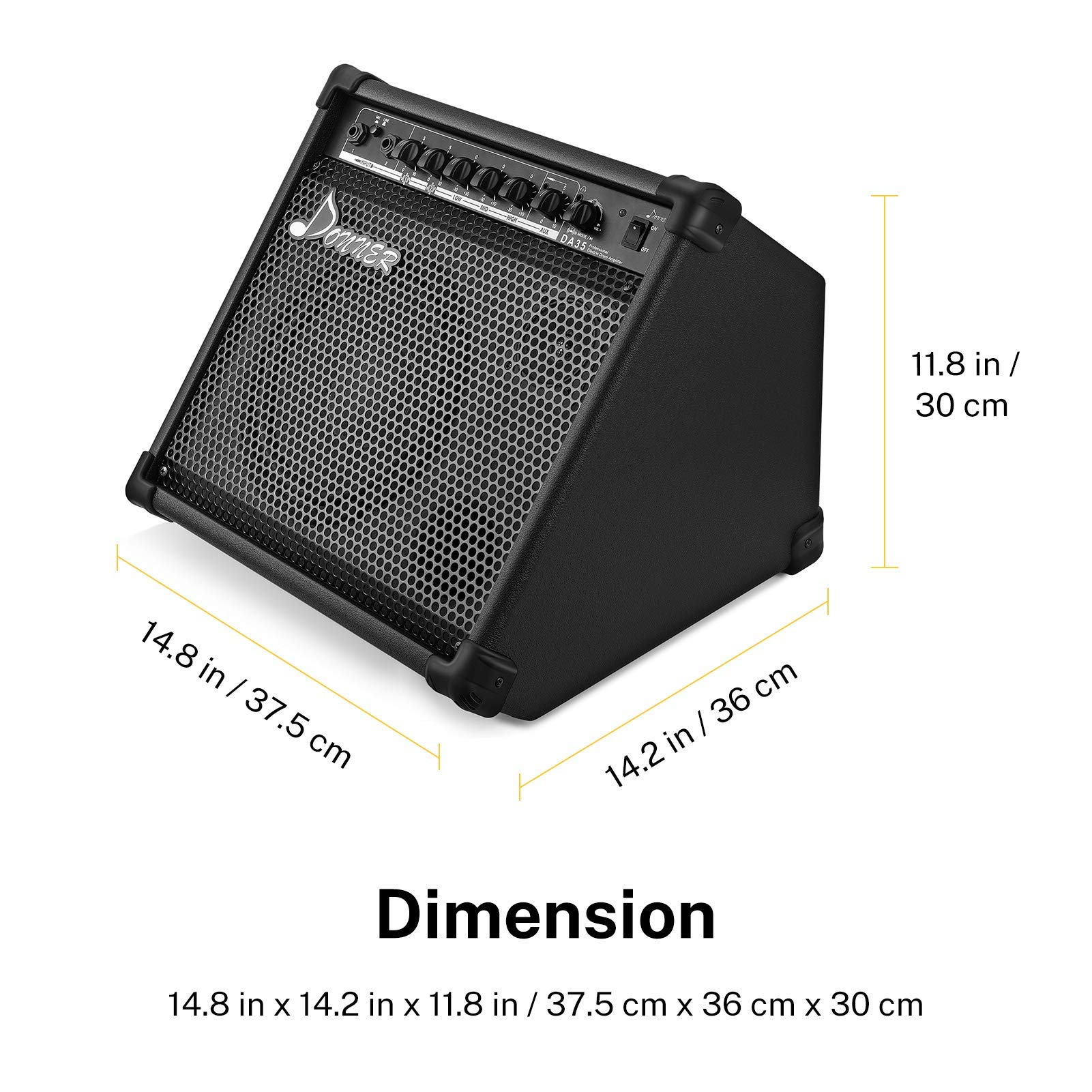 Donner DED-400 Electric Drum Set with Electric Drum AMP 35-Watt Electronic Drum Amplifier DDA-35 Keyboard Speaker with Aux in and Wireless audio connection, Drum/Keyboard/MIC 3 in 1 Amplifier with 3-