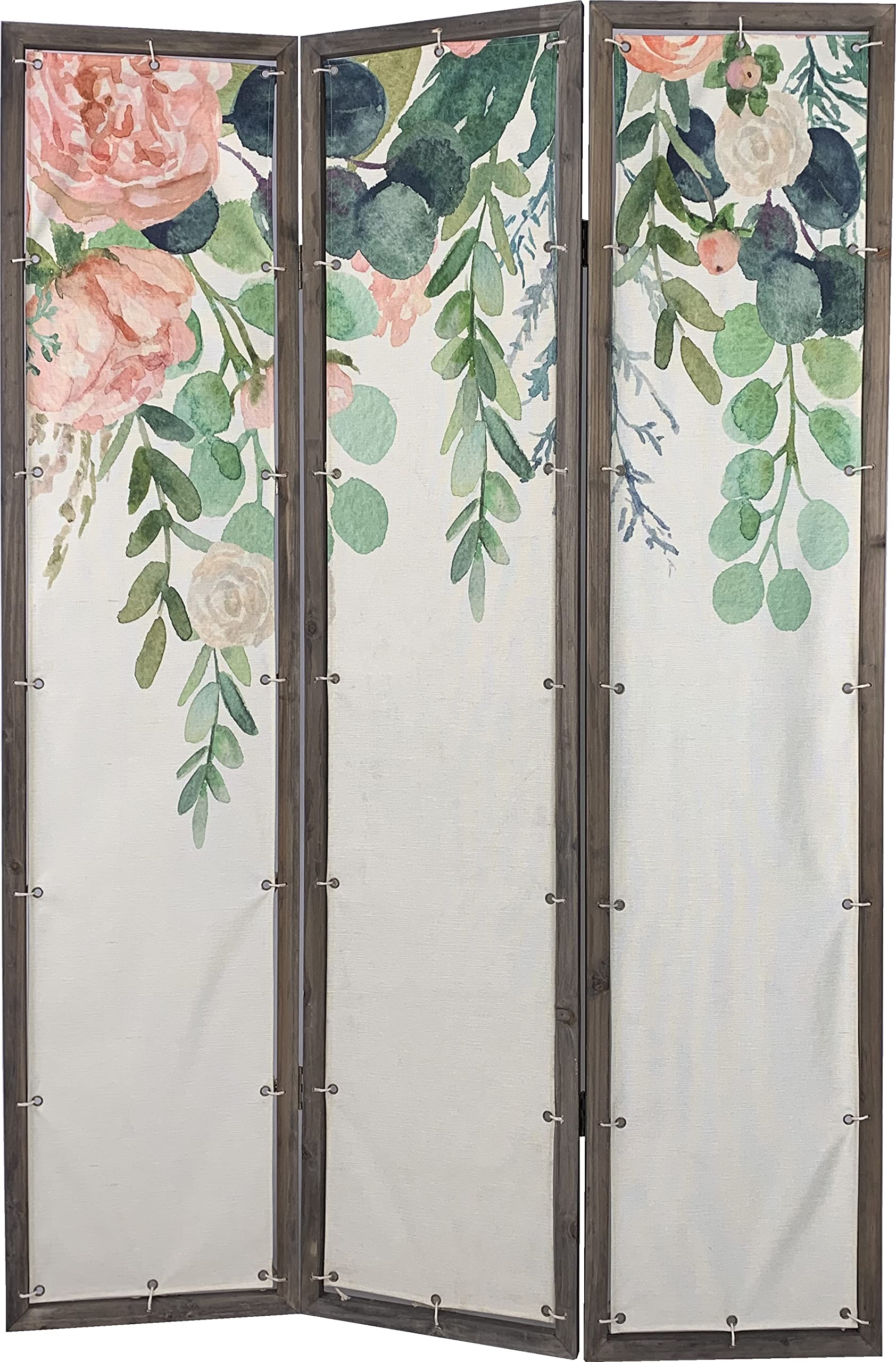 LANDCHY Room Divider Screen Oriental Furniture Privacy Screens Flowers Painting Canvas 3-Panel Foldable Portable Room Separating Divider Room Partitions and Dividers Freestanding 71'' Tall