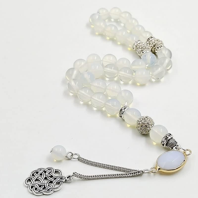 ALBASHAN opal stone silver accessories Women's Tasbih 33 66 99 100 beads Muslim Misbaha Girl's Bracelet Islam Rosary (8mm*99beads)
