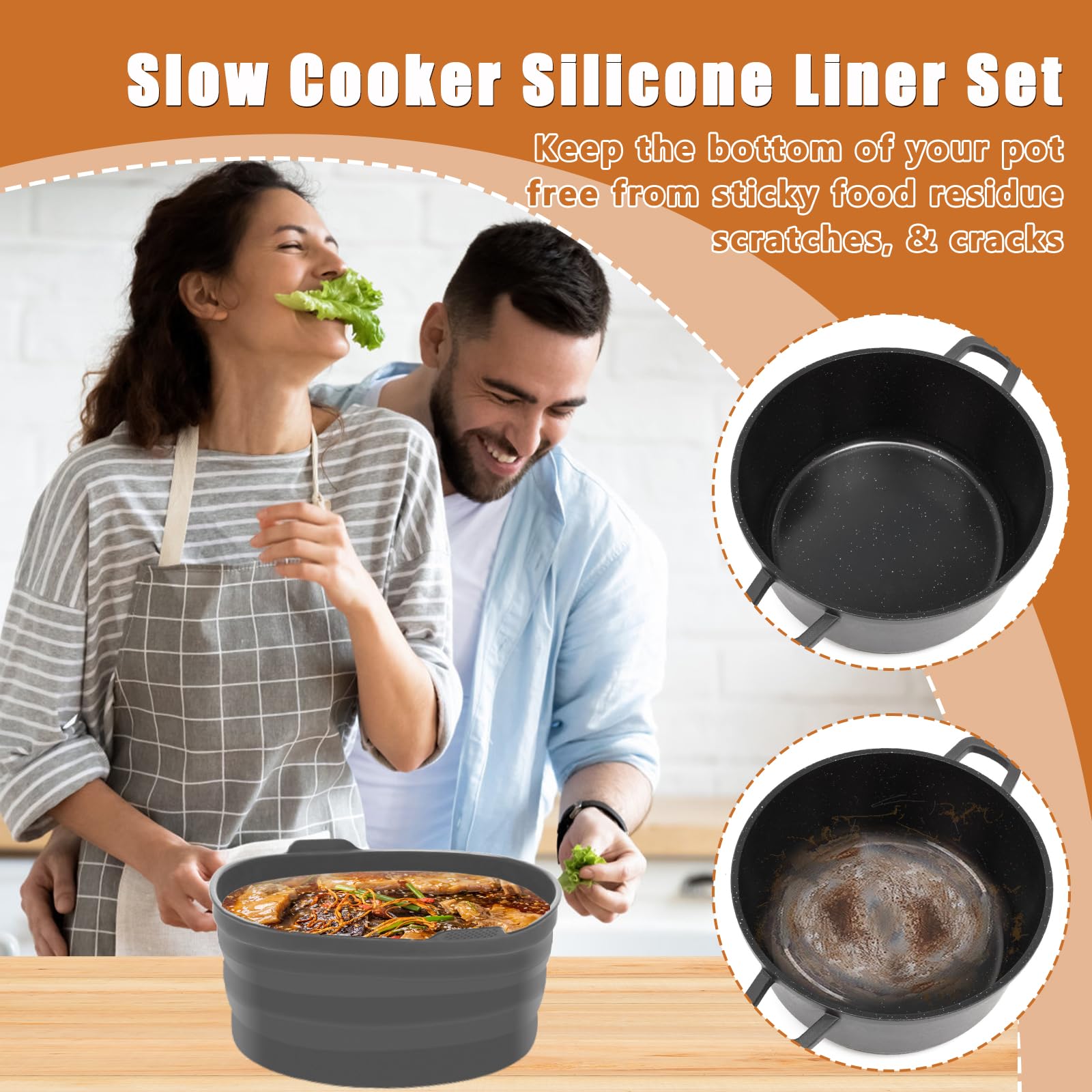 Slow Cooker Divider Silicone Liners, 6PCS Silicone Crock Pot Liner, Crock Pot Divider Insert, Reusable Crock Pot Dividers Silicone Fit Oval Slow Cooker 6-8 QT Slow Cooker Liners Coldairsoap