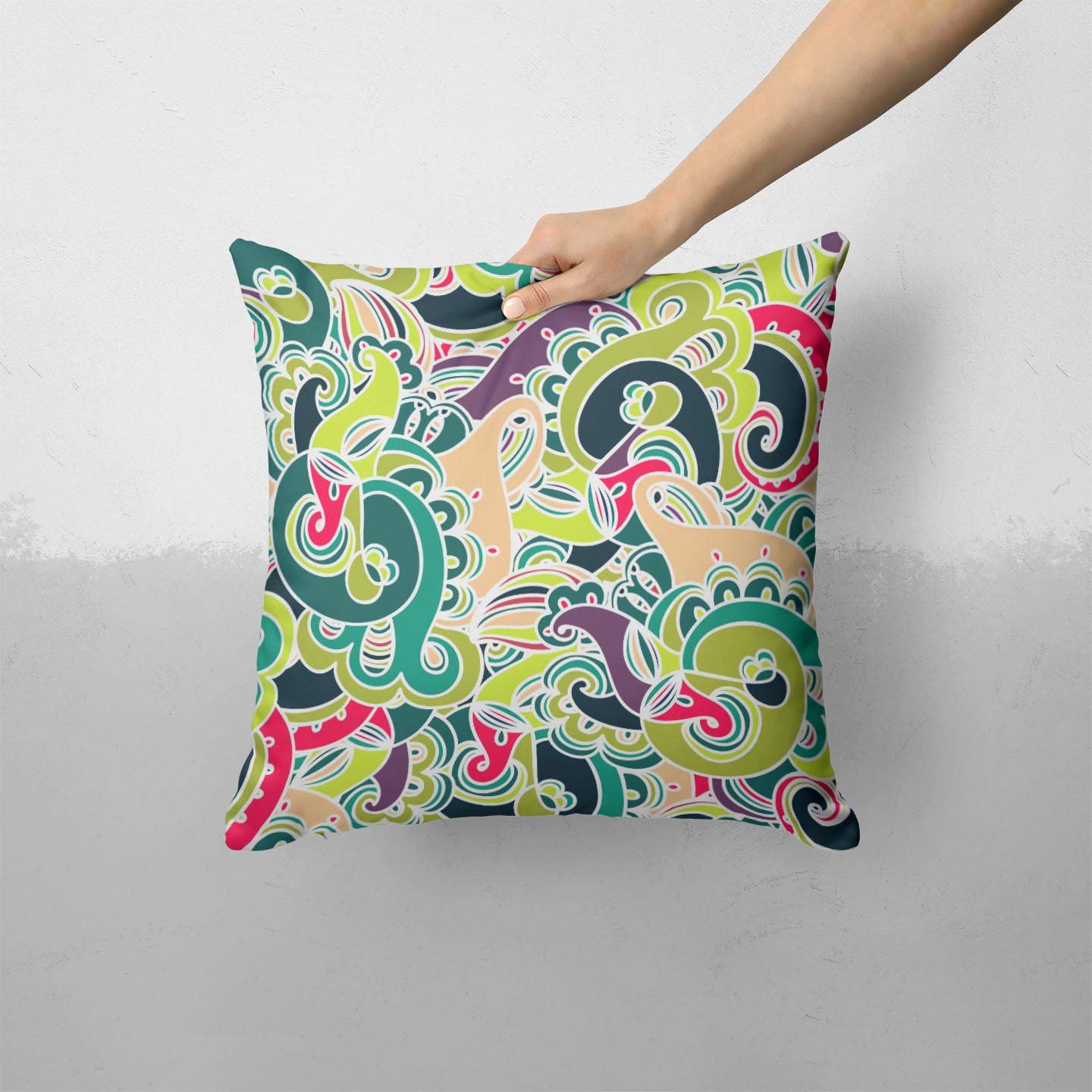 iiRov Shades of Green Swirl Pattern V32 - Custom Decorative Home Decor Indoor or Outdoor Throw Pillow Cover for Sofa, Bed or Couch Cushion (Pillow CASE Cover ONLY)