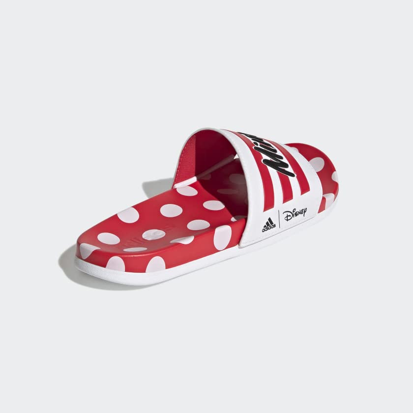 adidas Women's Adilette Comfort Slides Sandal, White/Ray Red/Core Black, 7