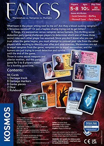 Fangs | Thames & Kosmos | Party Game | Vampires v. Werewolves v. Humans | Social Deduction | Role-Playing | 5 to 8 Players | Ages 10 and up