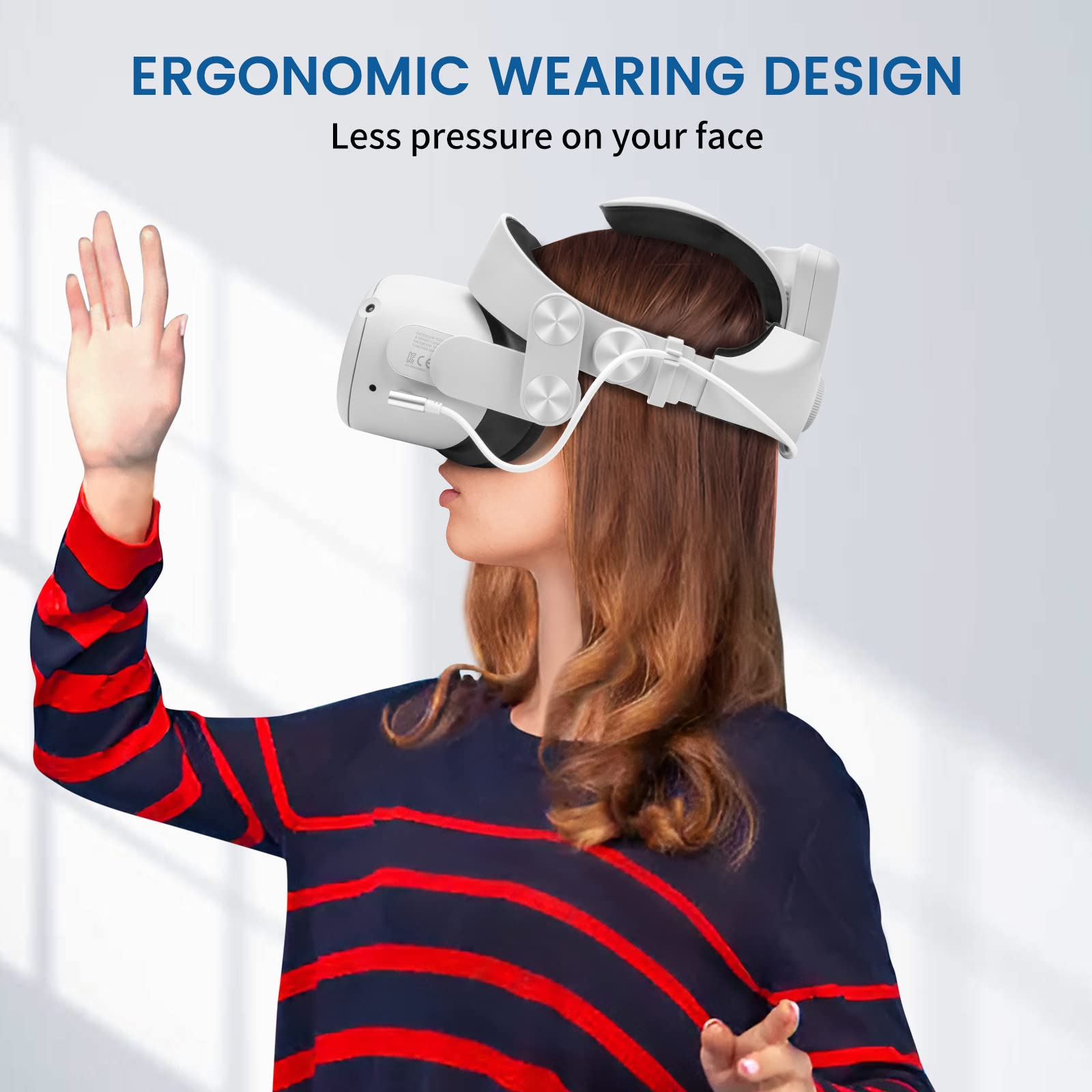 alcopanda Head Strap with Battery for Meta Quest 2,Adjustable Elite Strap with 8000mAh Battery Pack,Extend Playtime & Fast Charging & Balance Weight Design