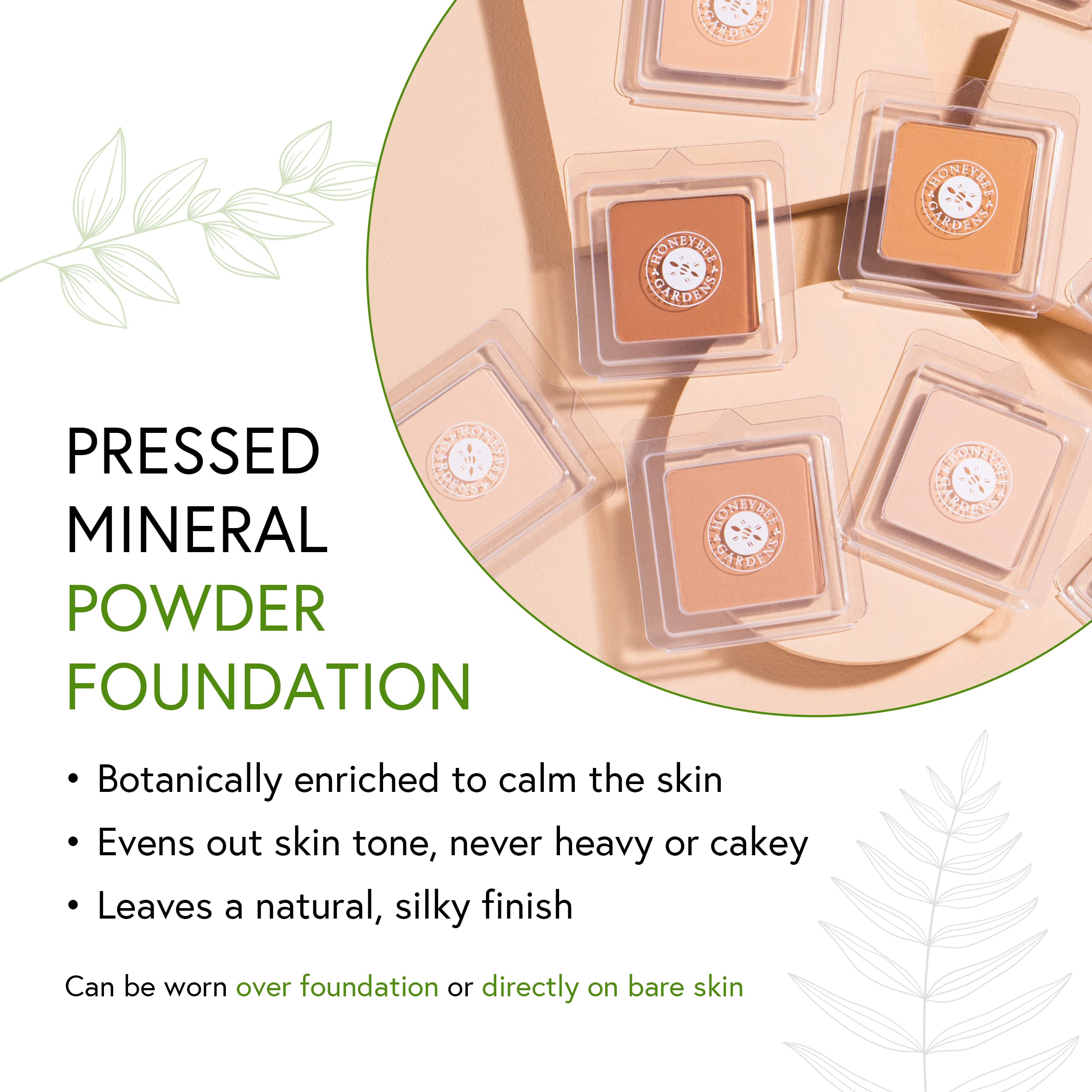 Honeybee Gardens Pressed Mineral Powder Foundation Refill, Neutral Light Shade, 7.5g