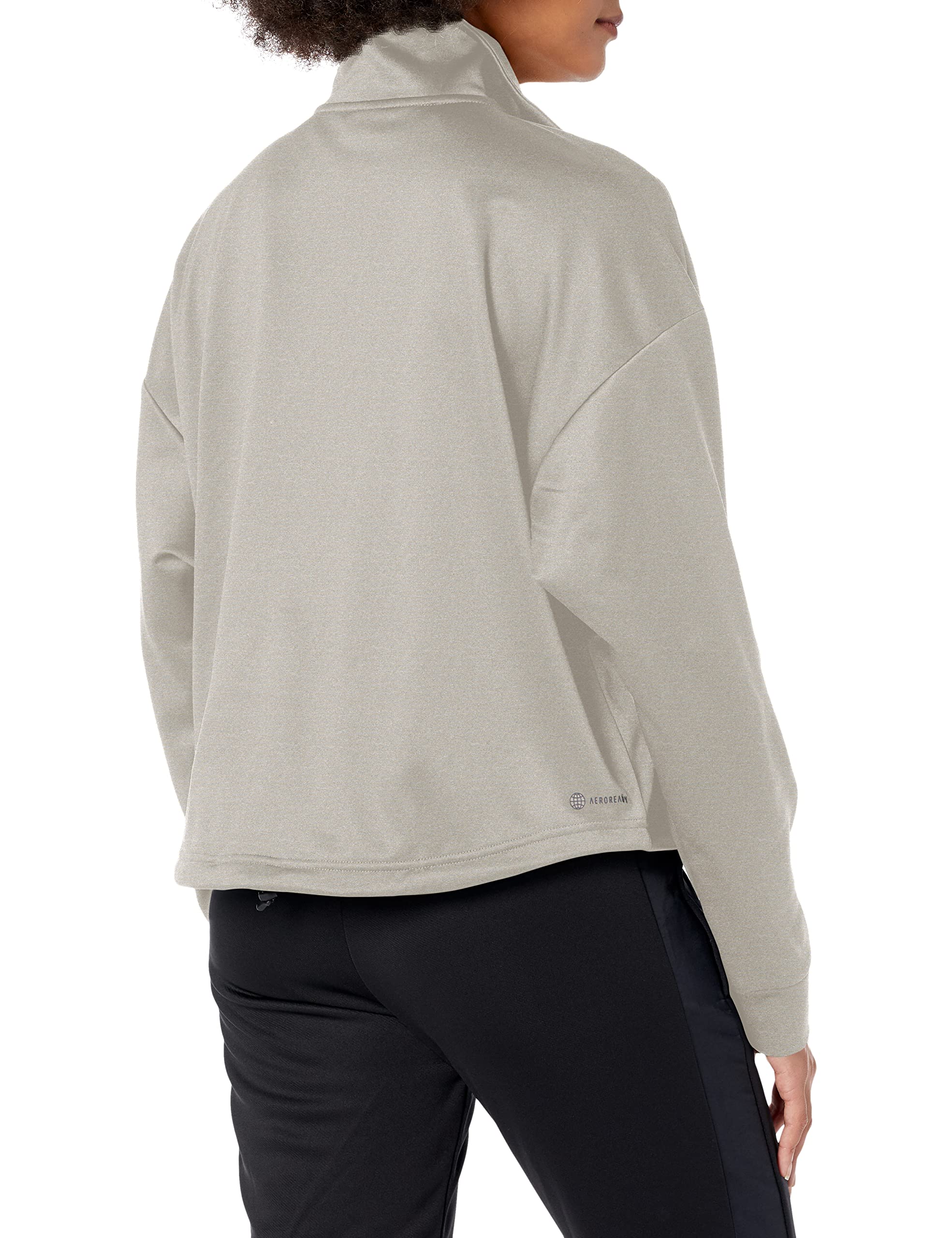 adidas Women's AEROREADY Quarter Zip, White/Black, Small
