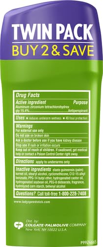 Lady Speed Stick Antiperspirant, Invisible Dry Powder Fresh, Twin, 2.3 Oz, Pack of 2