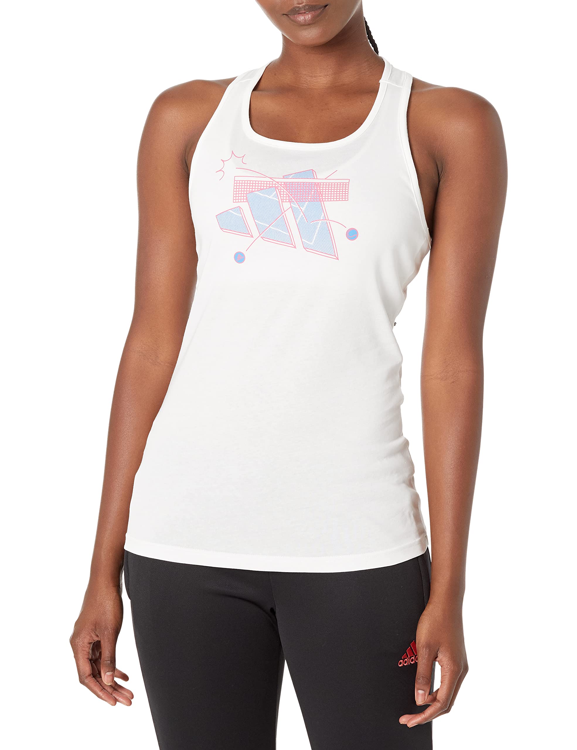 adidas Women's Tennis Category Graphic Tank Top, White, Small