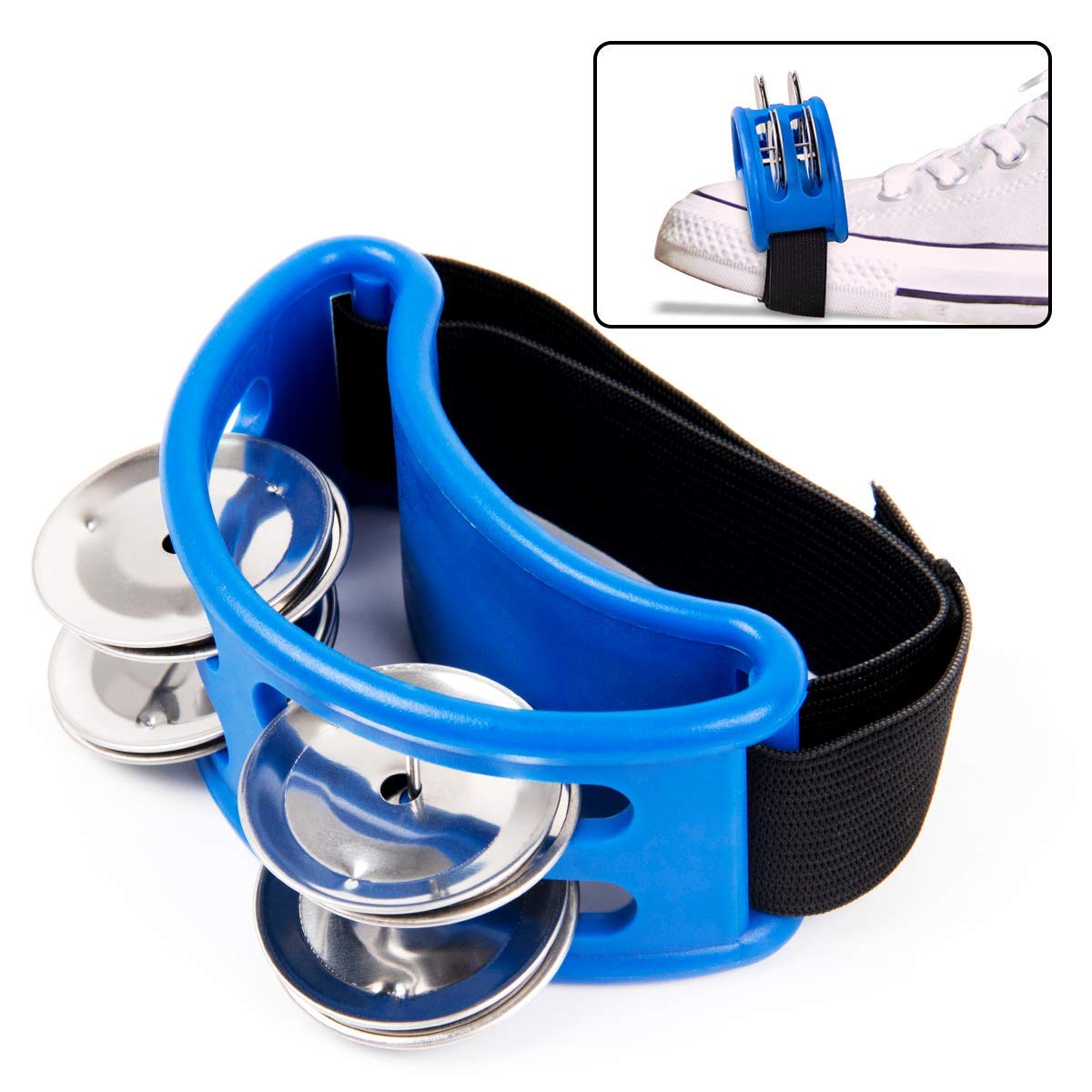 Foot Tambourine Percussion Jingle Shaker Musical Instrument Bells (Black)