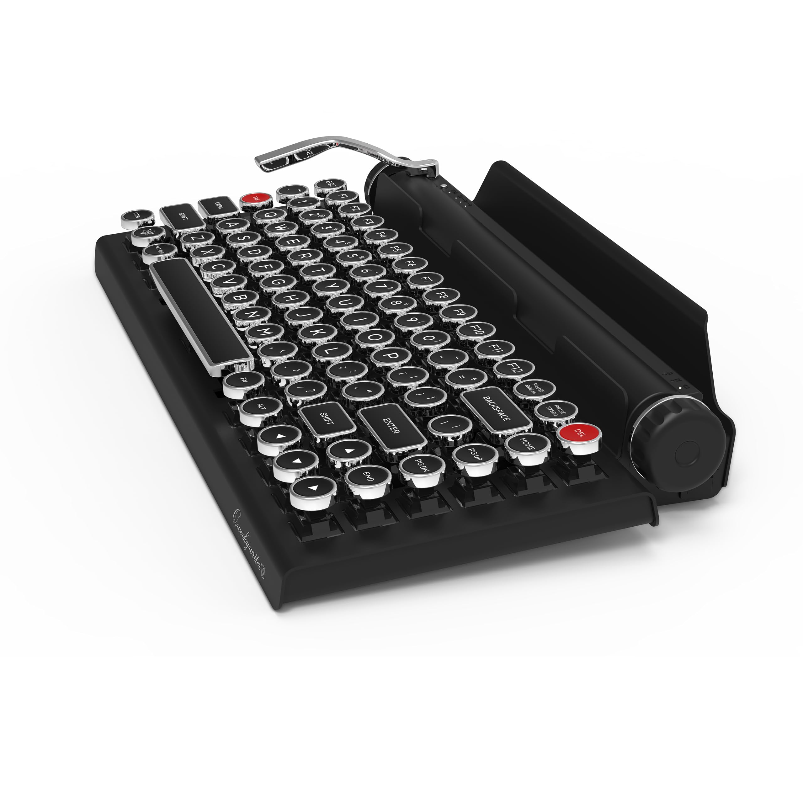 QWERKYTOYS Qwerkywriter Typewriter Inspired Retro Mechanical Wired & Wireless Keyboard with Tablet Stand