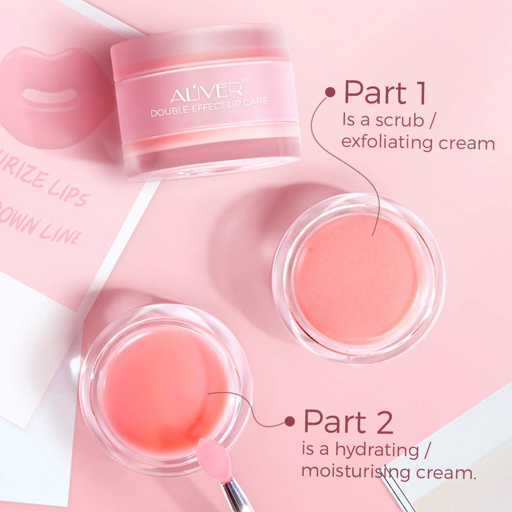 Lip Scrub, Double Effect Lip Sleeping Mask, Chapped Lip Treatment, Strawberry Overnight Moisturizing Repairing Lips Mask, Sleeping Lip Balm, Peeling Lip Primer (Strawberry)