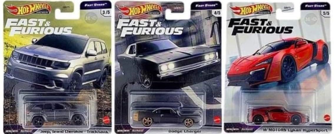 Hot Wheels Premium Fast & Furious Fast Stars Complete Set of 5 Vehicles