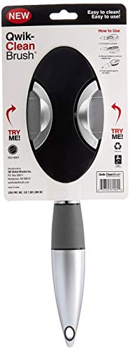 Qwik-Clean Brush - Easy Clean Retractable Bristles and Detangling Oval Brush for Curly, Straight and Thick Hair - Wet and Dry Hair - Black