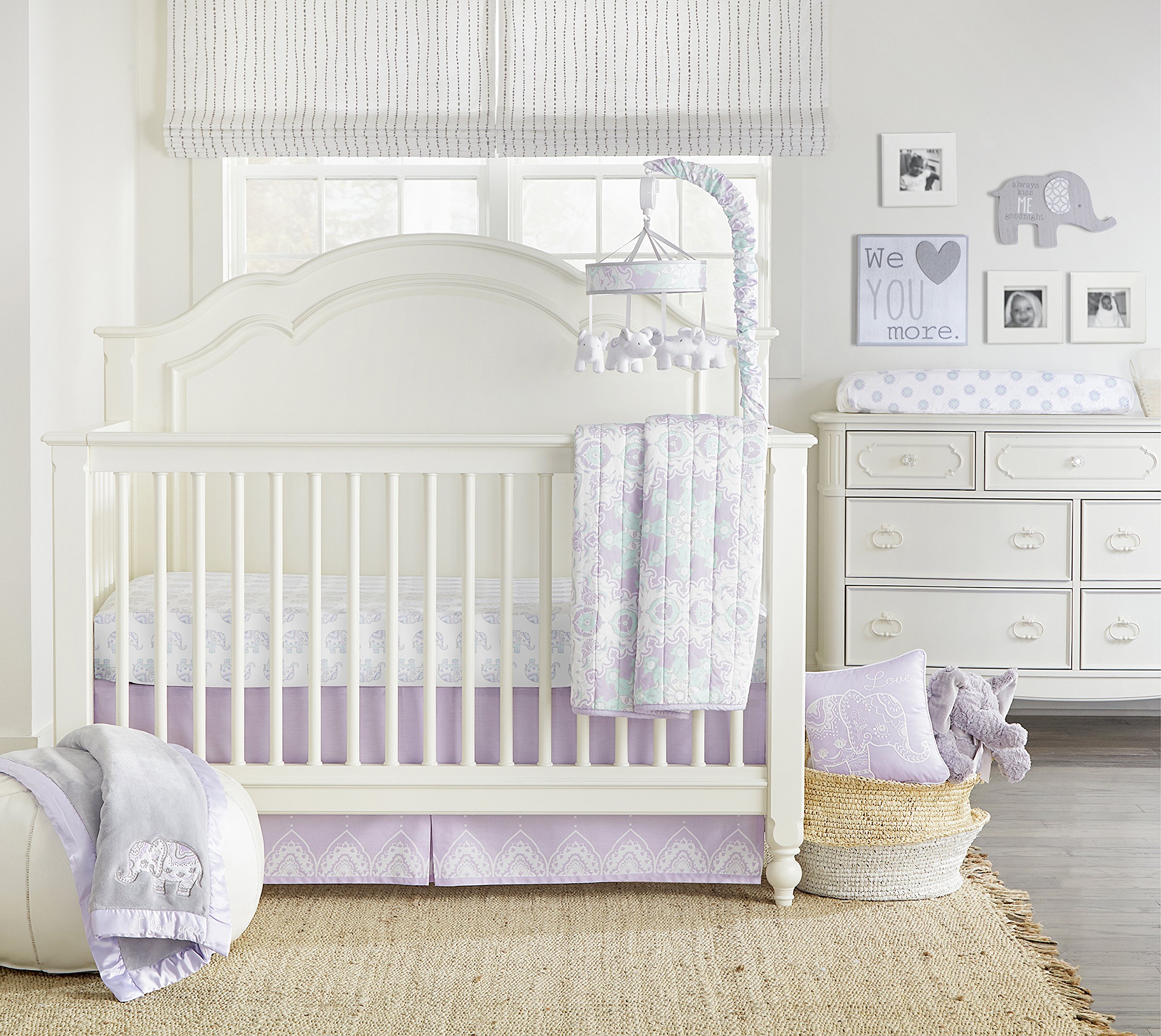 Wendy Bellissimo Contoured Diaper Pad Cover for Diaper Changer Medallion Pattern from the Anya Collection in Lavender and Grey 16x32 inches