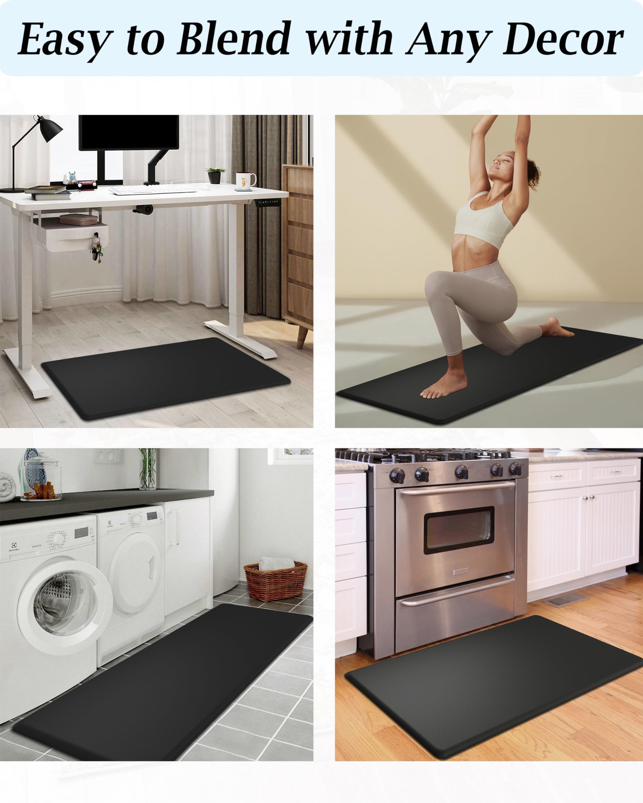 Artnice Anti Fatigue Mat Standing Desk Office One Piece,0.75" Memory Foam Kitchen Mats for Standing,Standing Mat for Standing Desk for Floor, Office, Sink(17.3" x 28")