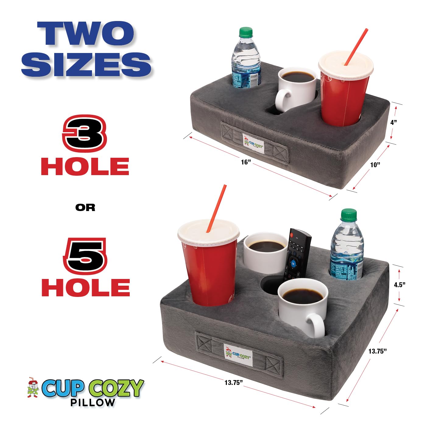 The Original Cup Cozy Pillow Gray-As Seen on TV-The World's Best Couch/Bed/Car Cup Holder for Drinks/Snacks/Remotes! (Brown)